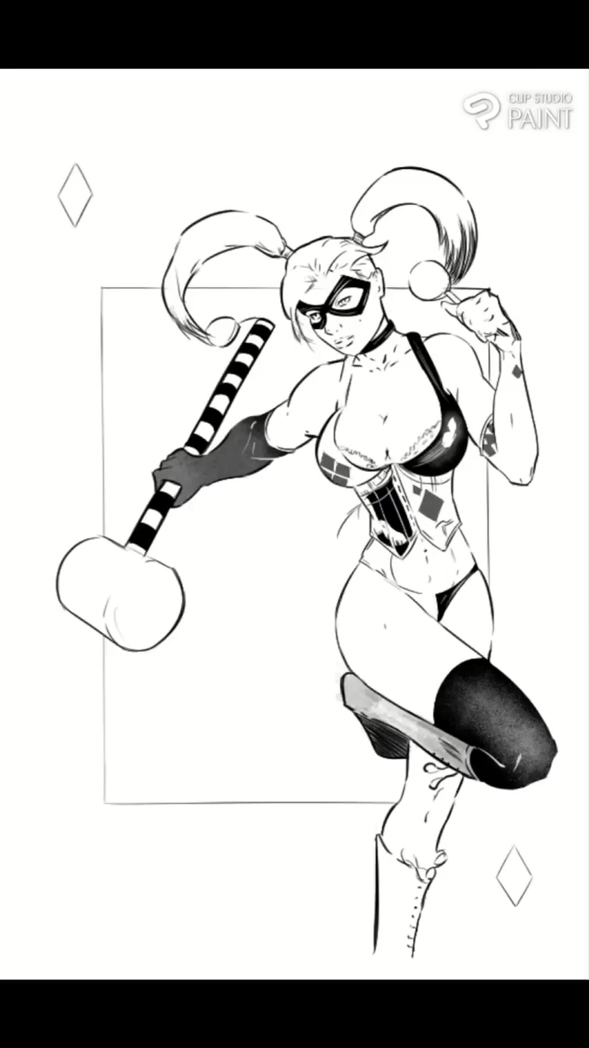ArtStation - Inking practise 3 Timelapse Harley Quinn