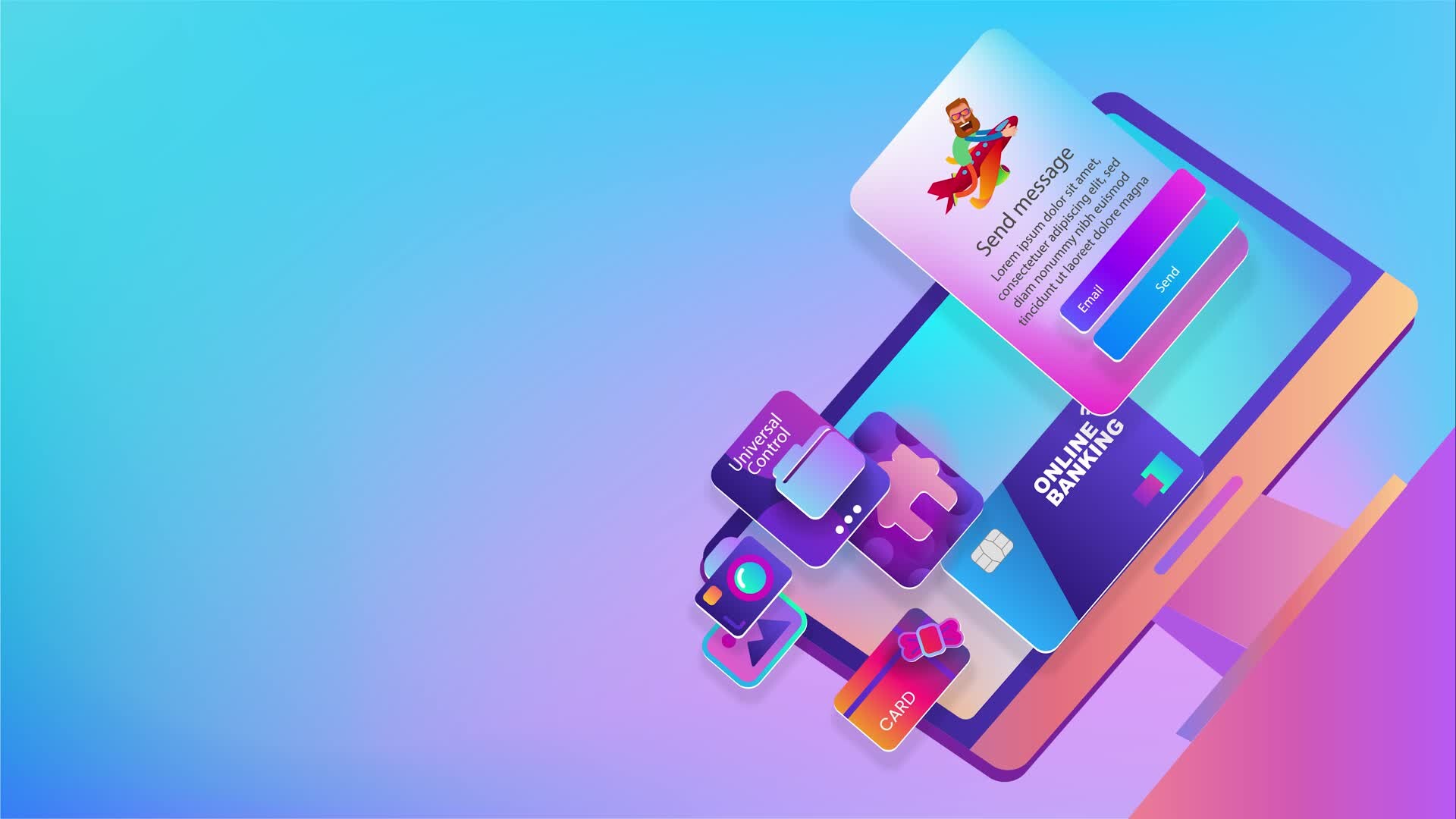 ArtStation - Elements of the web interface of the banking application on the office computer screen