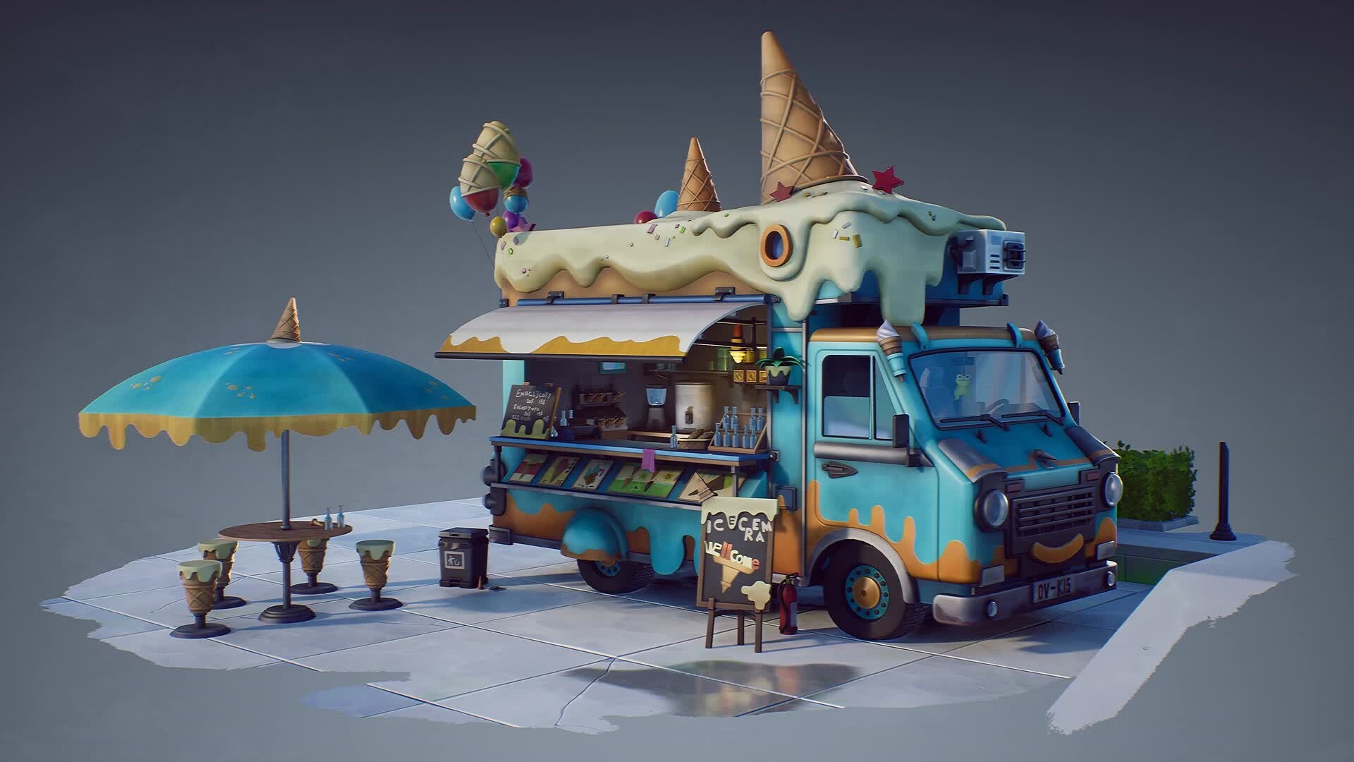 ArtStation - Stylized Ice Cream Van