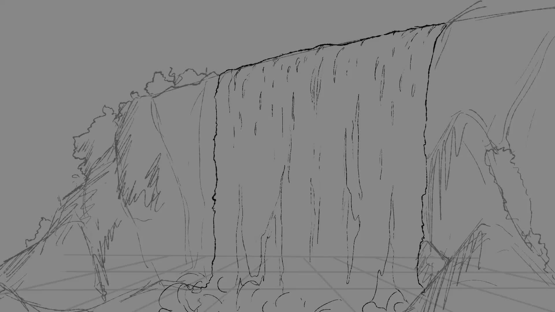 ArtStation - Waterfall and Splash 2D Effect Animation