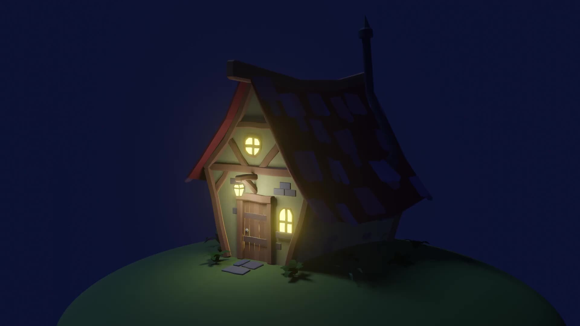 ArtStation - Low-Poly Cottage Nightscape
