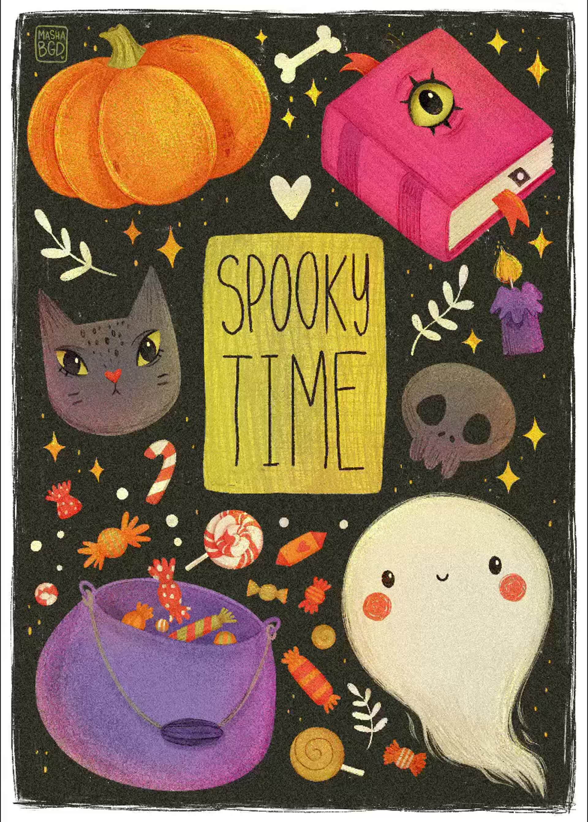 ArtStation - Postcard illustration - Spooky Time by Masha BGD