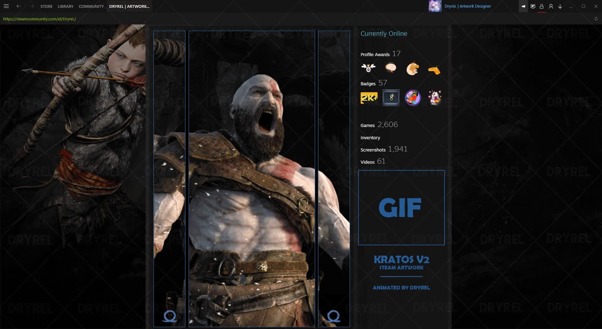 ArtStation - Kratos V2 (God of War) | Animated Steam Artwork