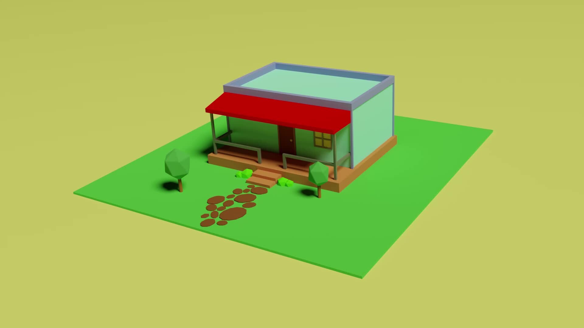 ArtStation - A simple low poly house I've made in blender