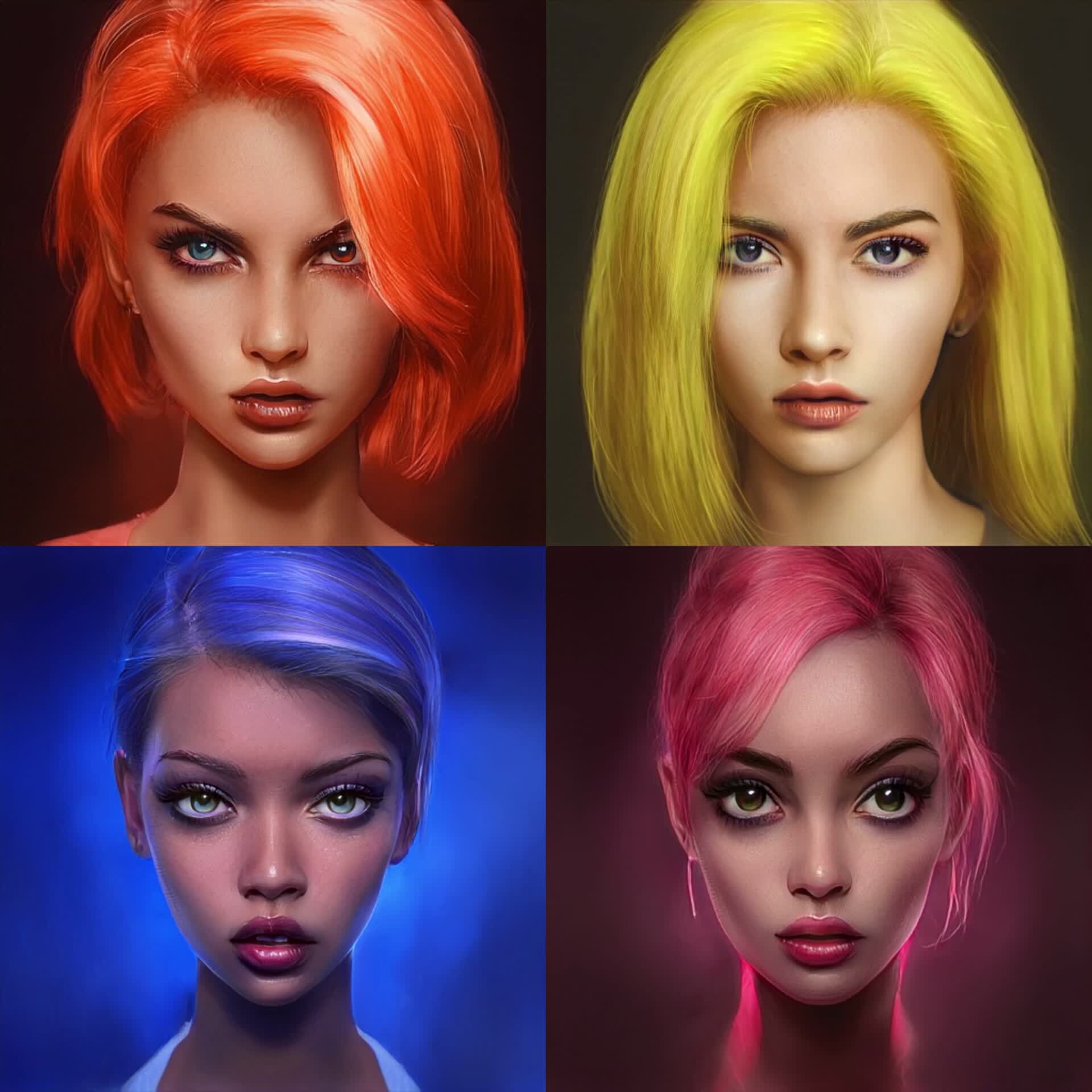 ArtStation - AI neon faces 2021