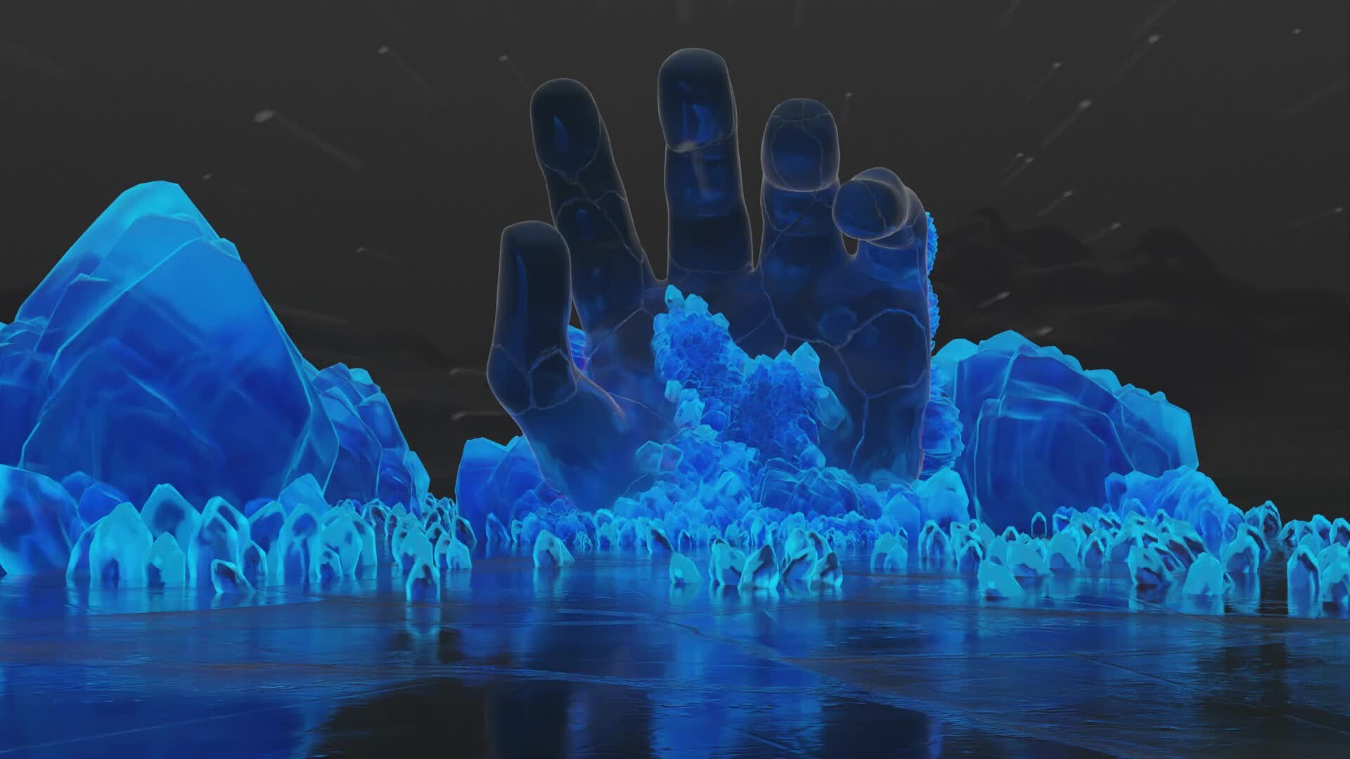 ArtStation - Made an ice theme this winter using Geometry Nodes :)