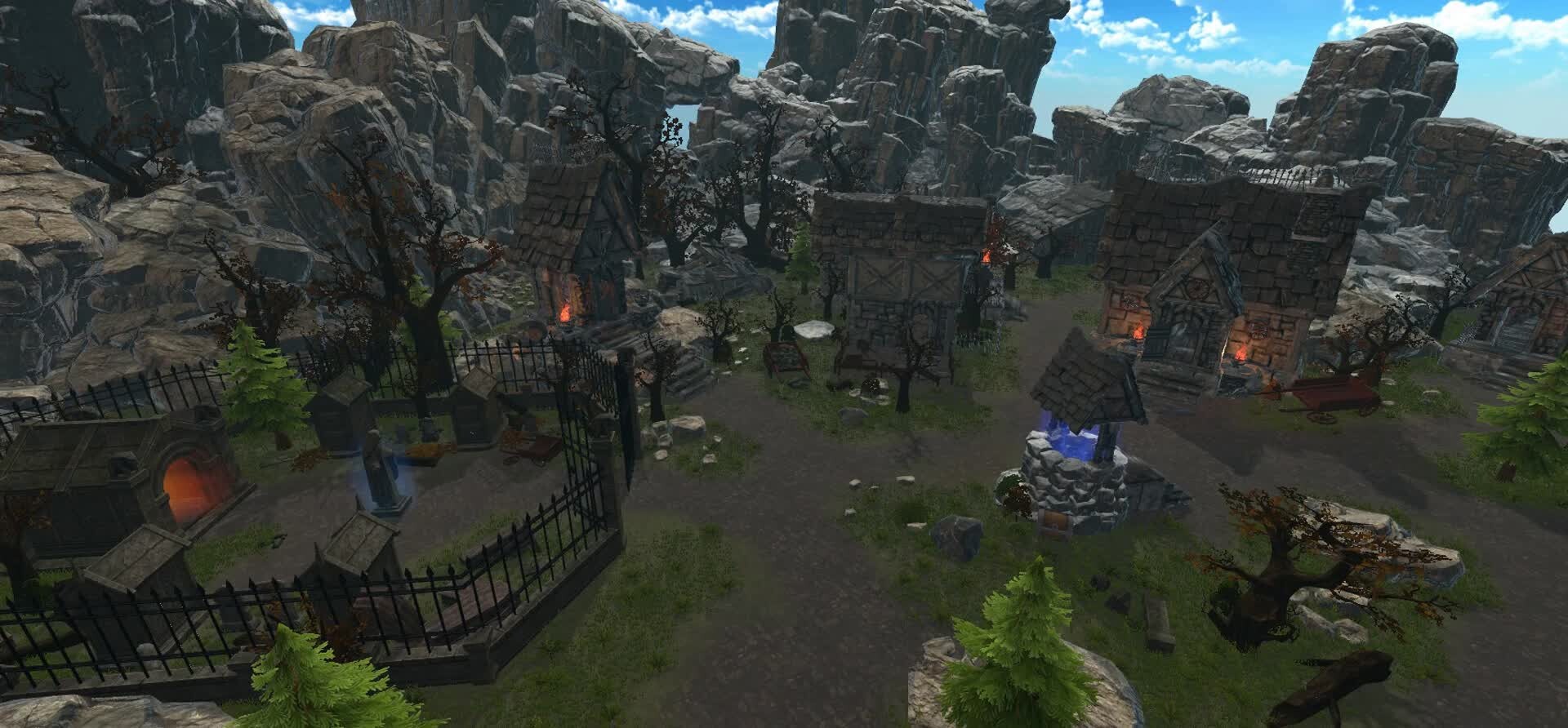 ArtStation - Village in the rocks near the holy well