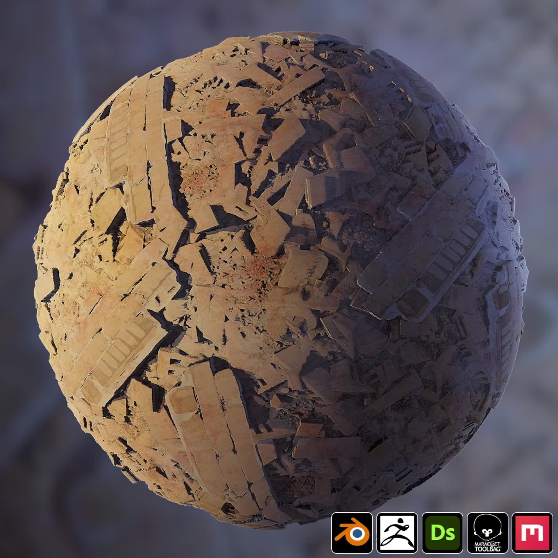 ArtStation - PBR Ruined Bricks Material by Eugene UjinMeowthKit ...