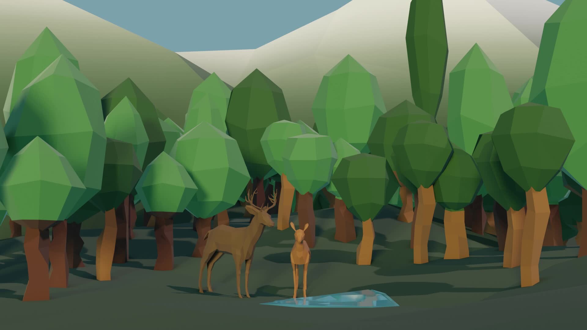 ArtStation - Deer in forest