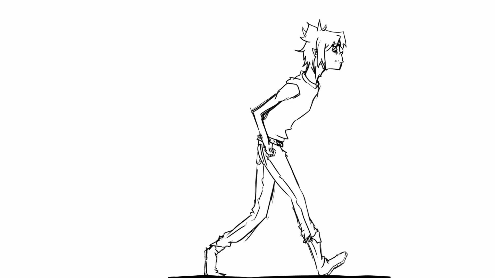 ArtStation - Walking Cicle Animation- Stuart Harold "2-D" (Gorillaz)