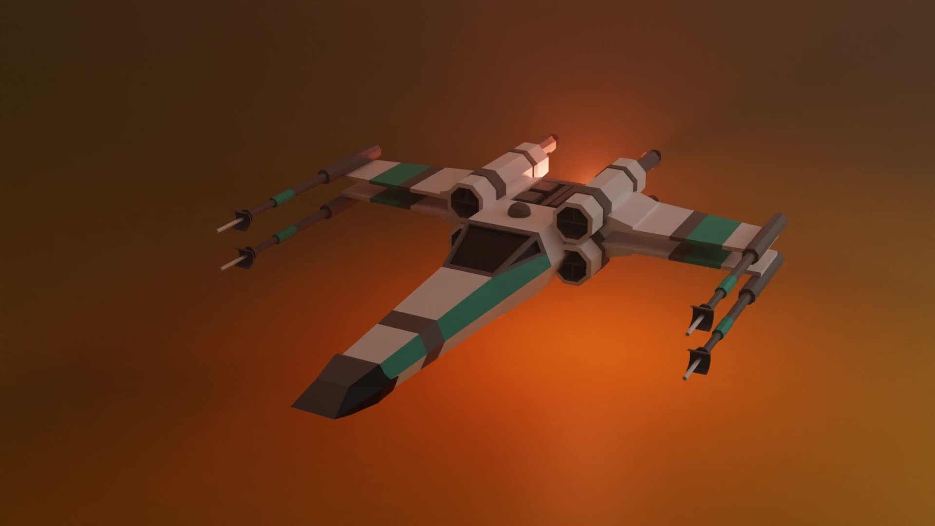 ArtStation - 3D modeling and animation of a low poly X-Wing