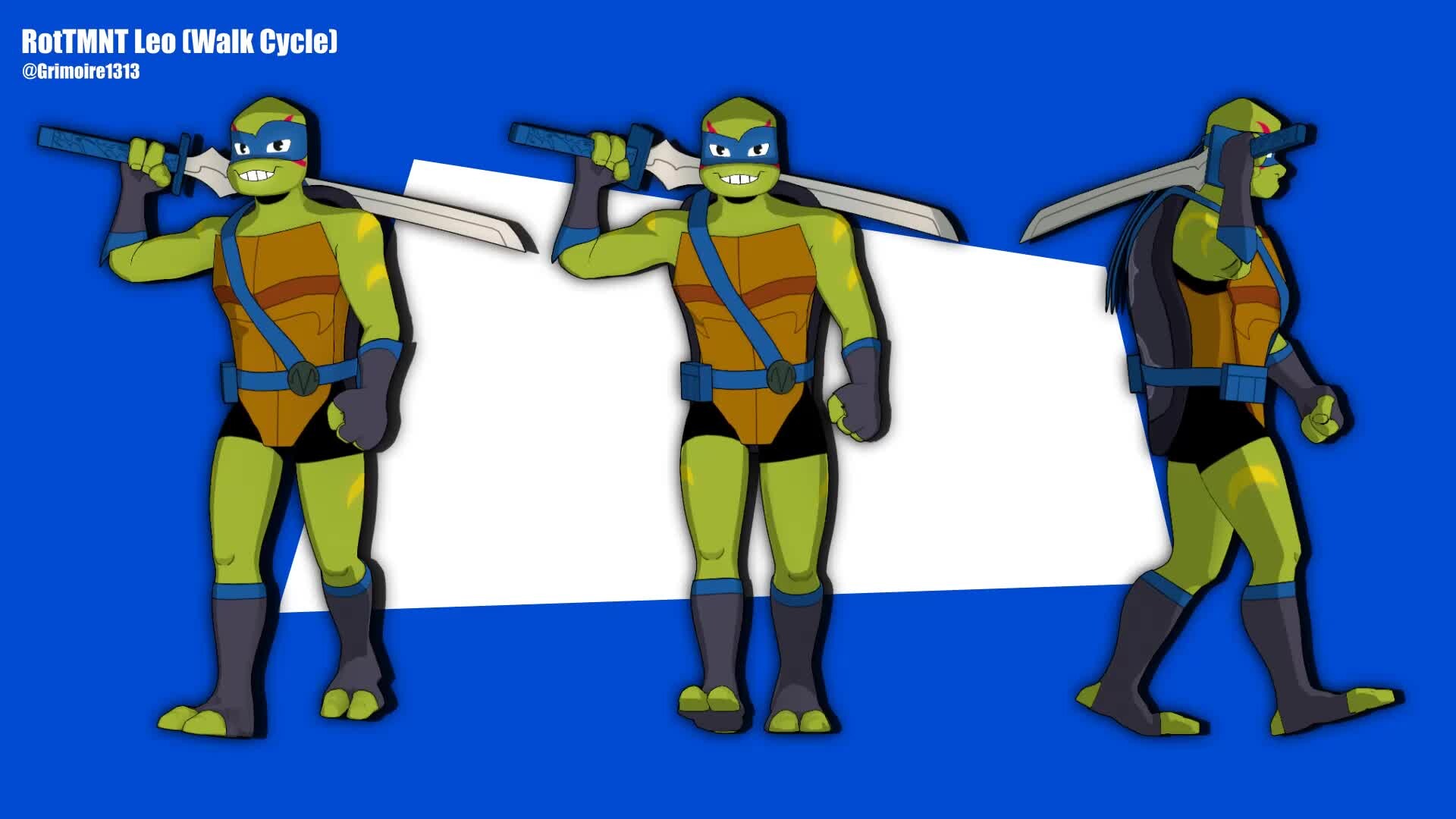 ArtStation - RotTMNT Leo (Walk Cycle)