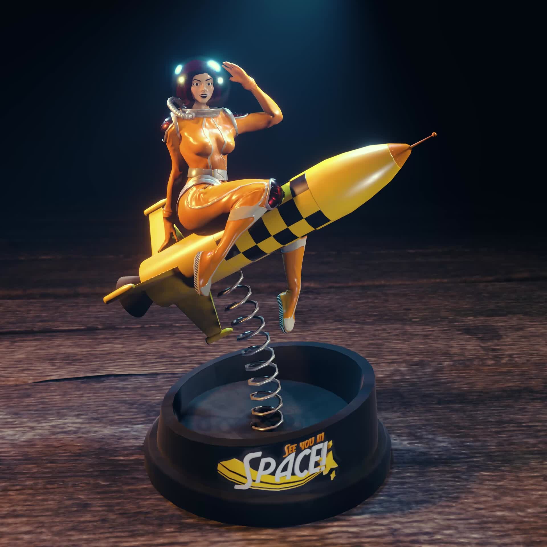 ArtStation - Rocket Girl Bobblehead Prop