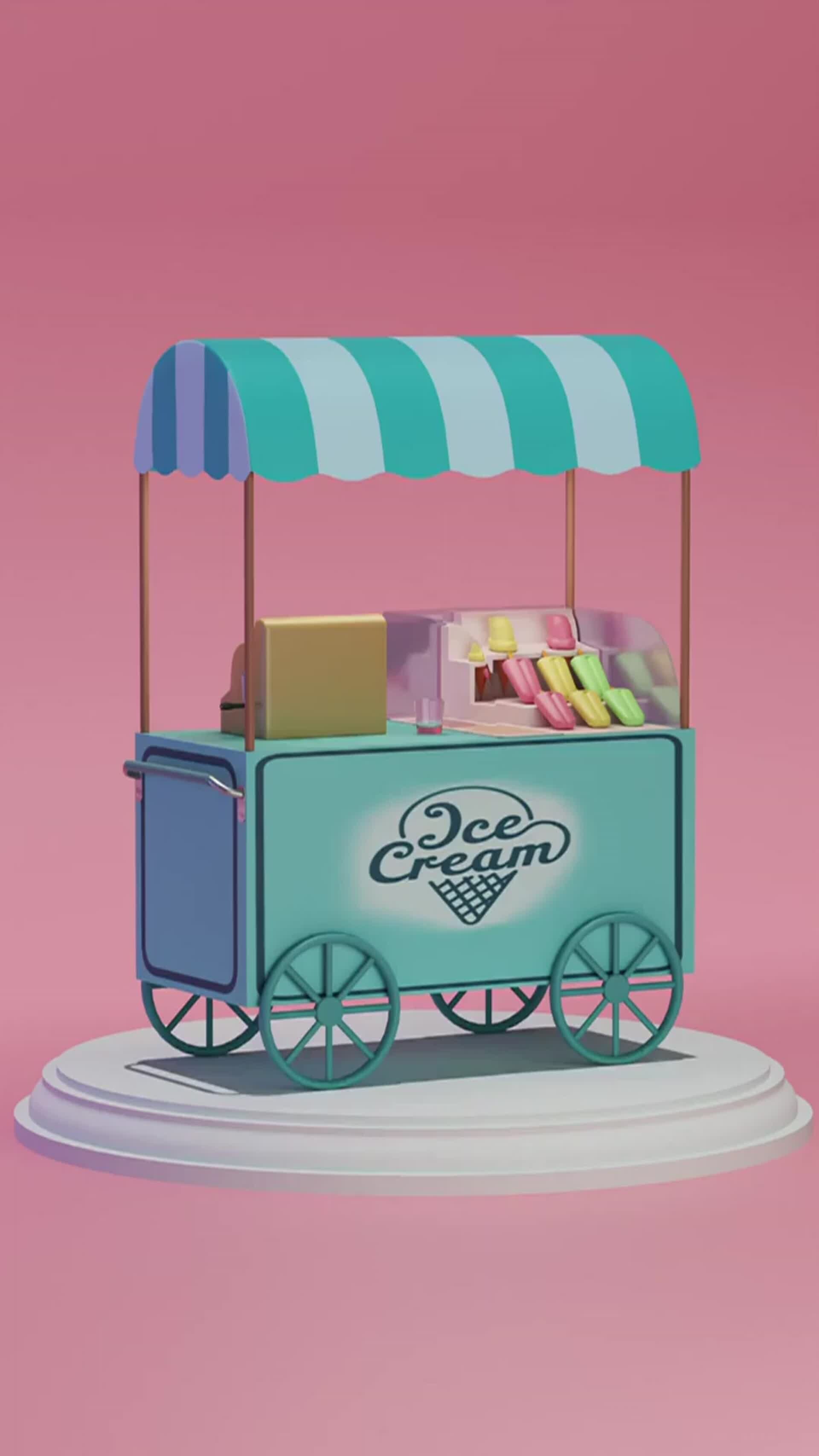 ArtStation - Ice cream Cart Render