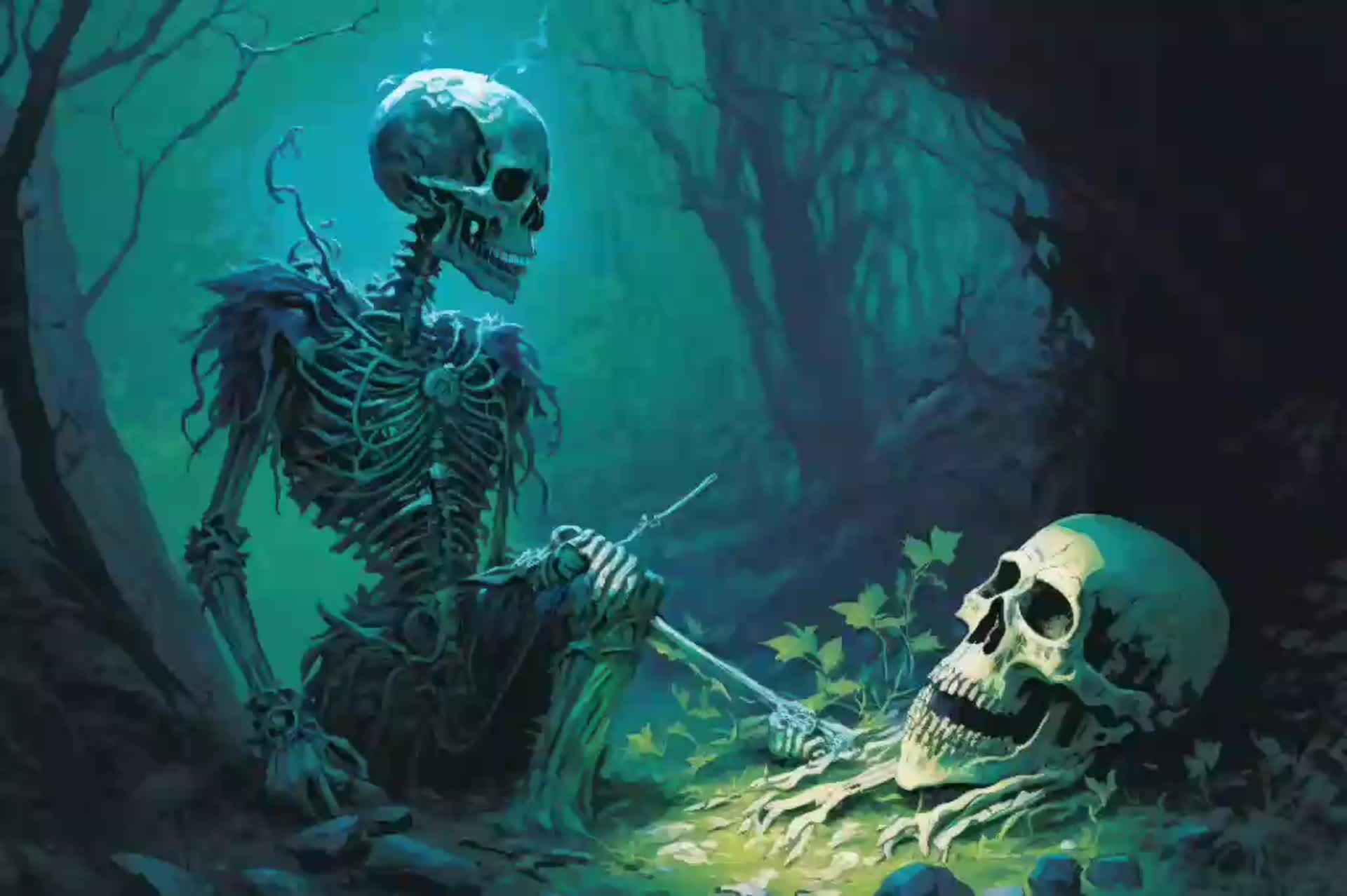 ArtStation - A large skeleton in the woods