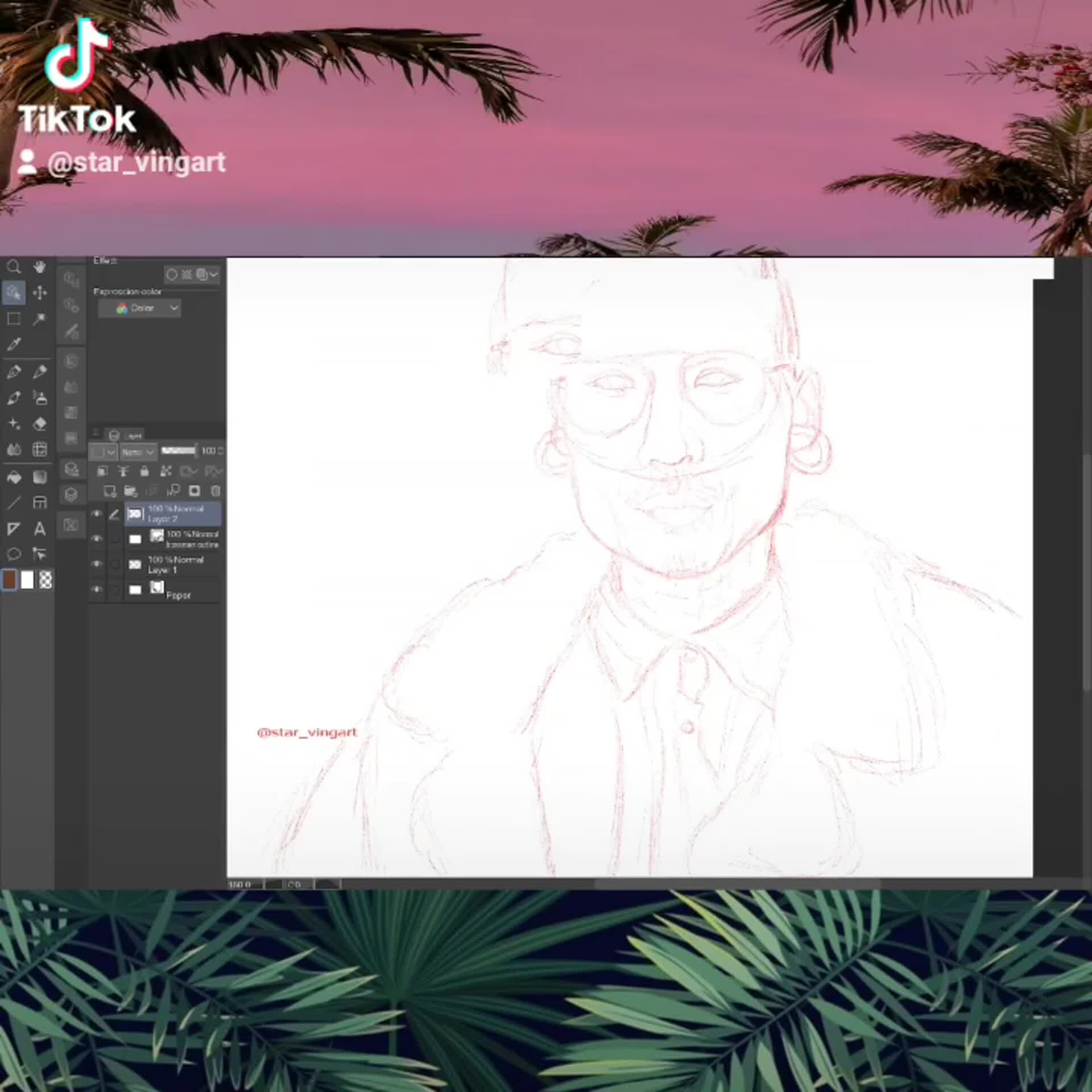 ArtStation - "Boss Man " drawing process