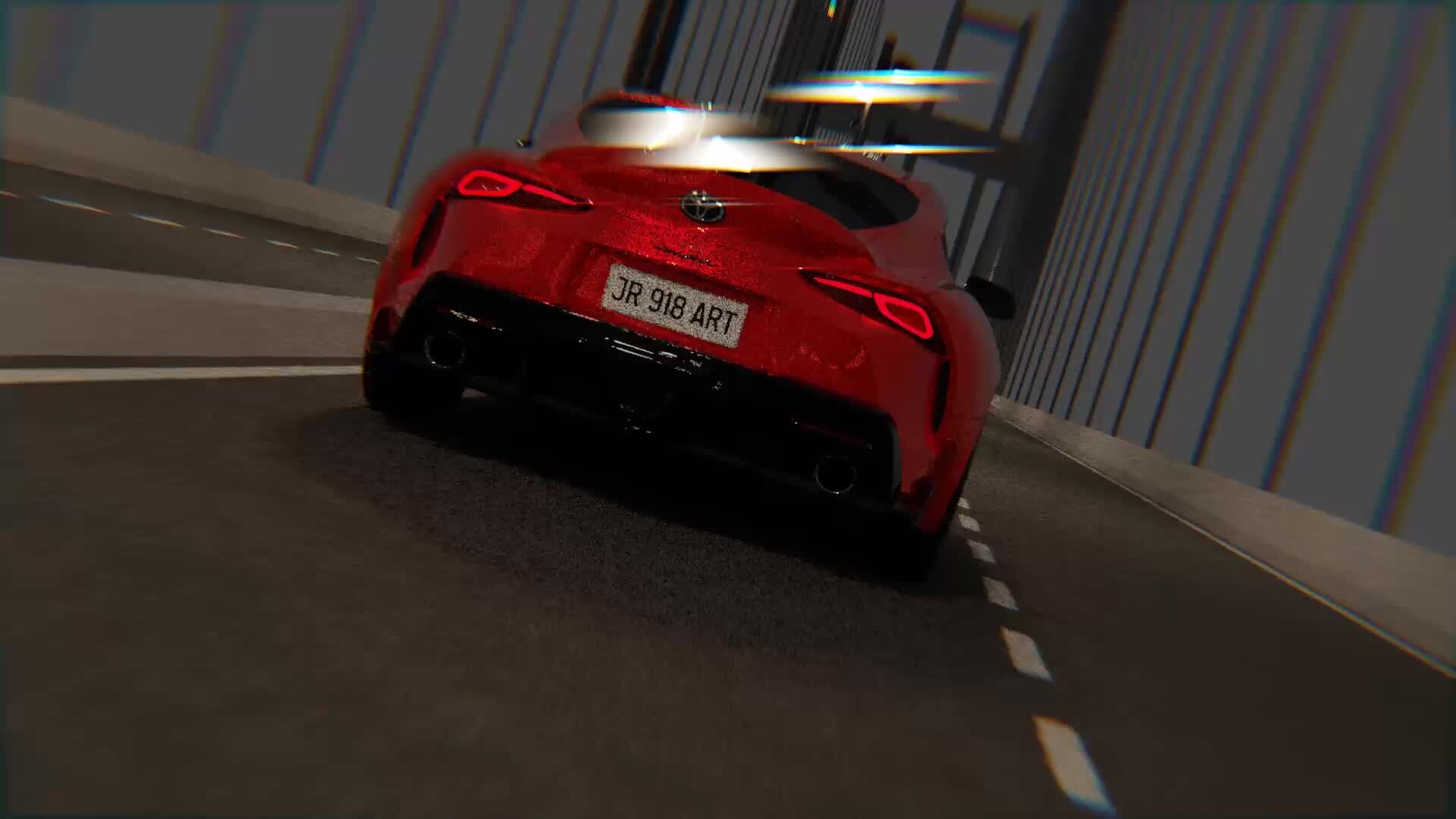 ArtStation - 3D animation of a moving Toyota Supra car on a bridge