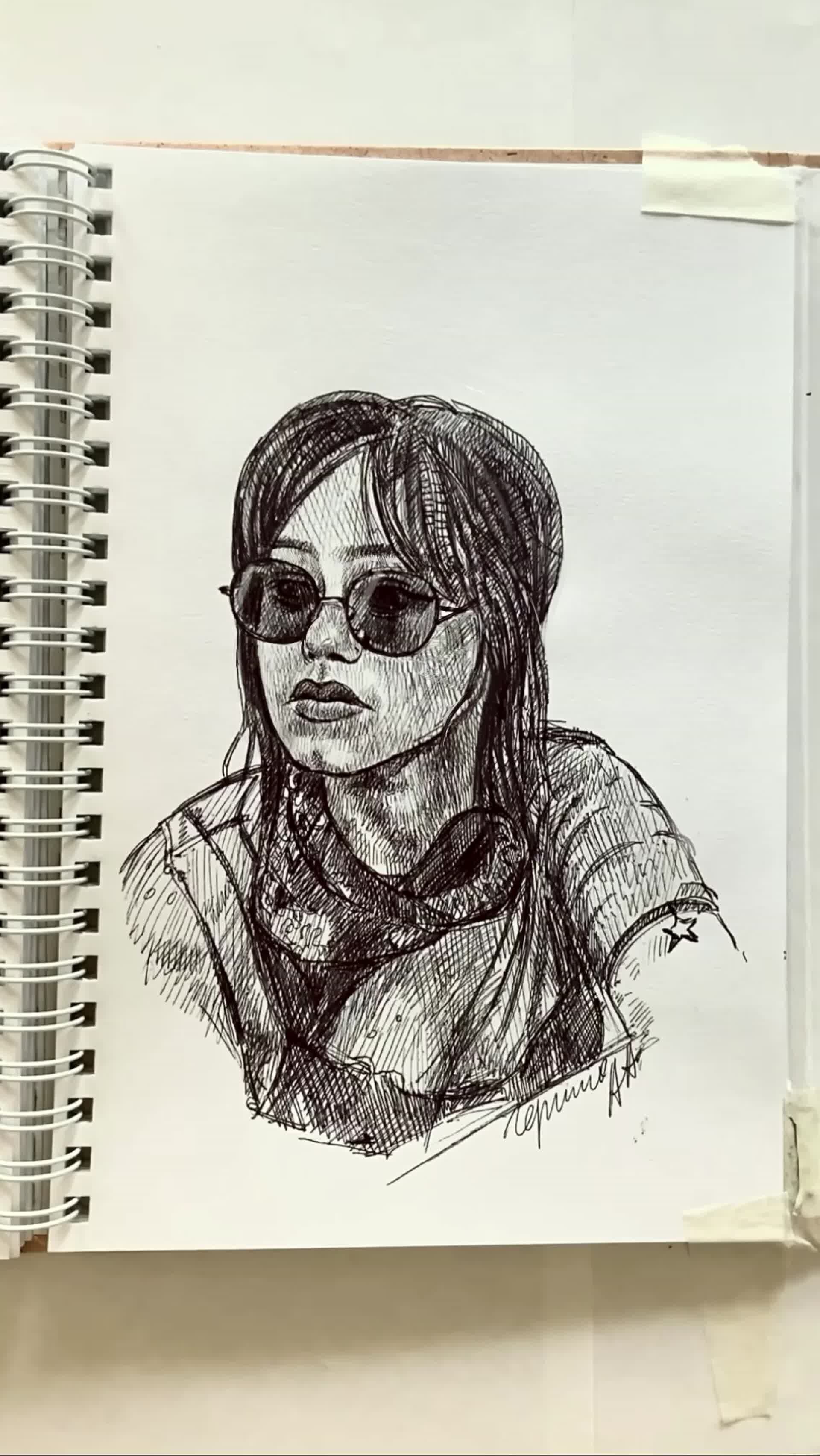 ArtStation - Jenna Ortega | Ballpoint pen drawing | procreate animation