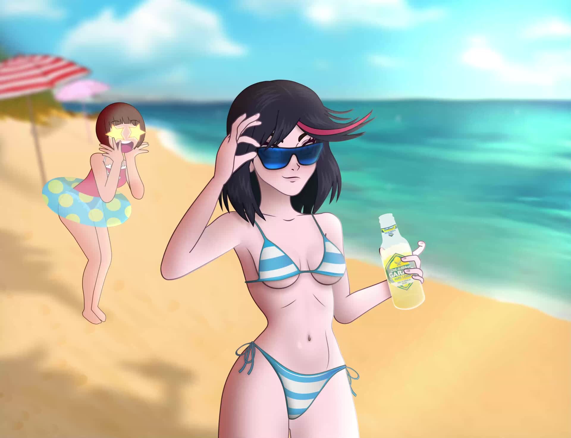 ArtStation - Kill La Kill. Ryuuko and Mako on the beach