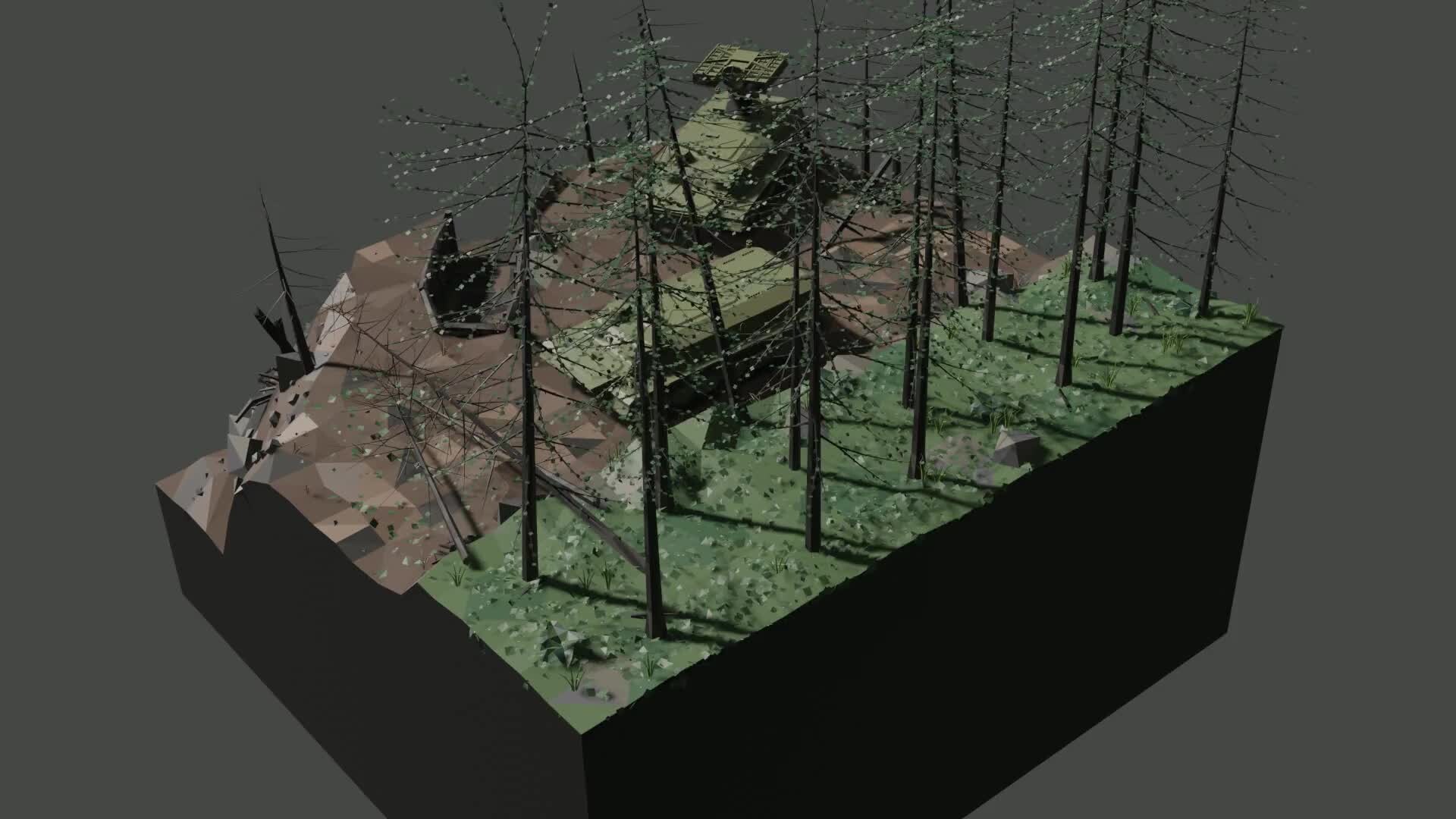 ArtStation - Stylized Diorama - Roadblock ahead!