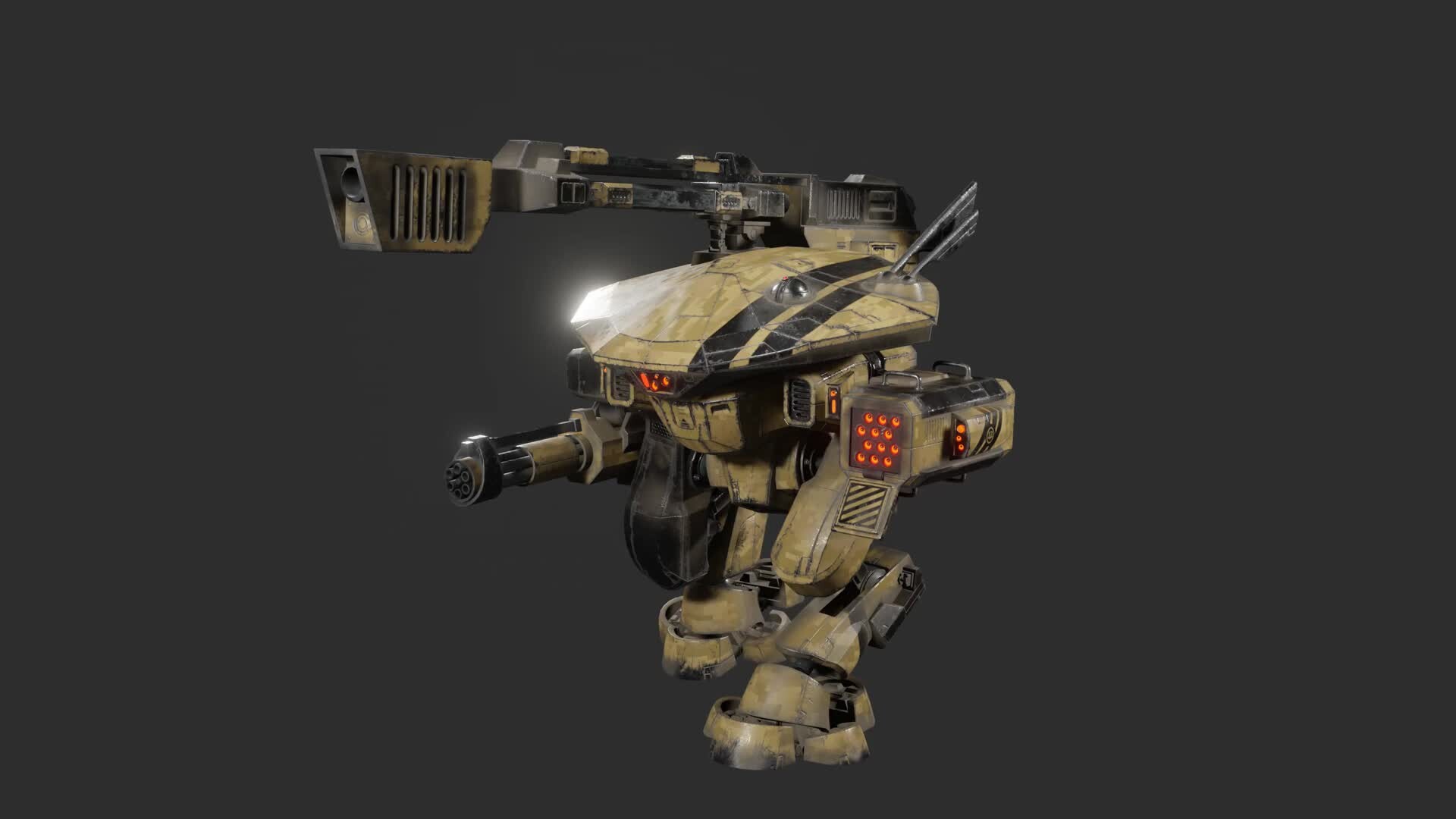 ArtStation - Artillery Mech Walk Cycle + Rocket Shot + Cannon Shot ...