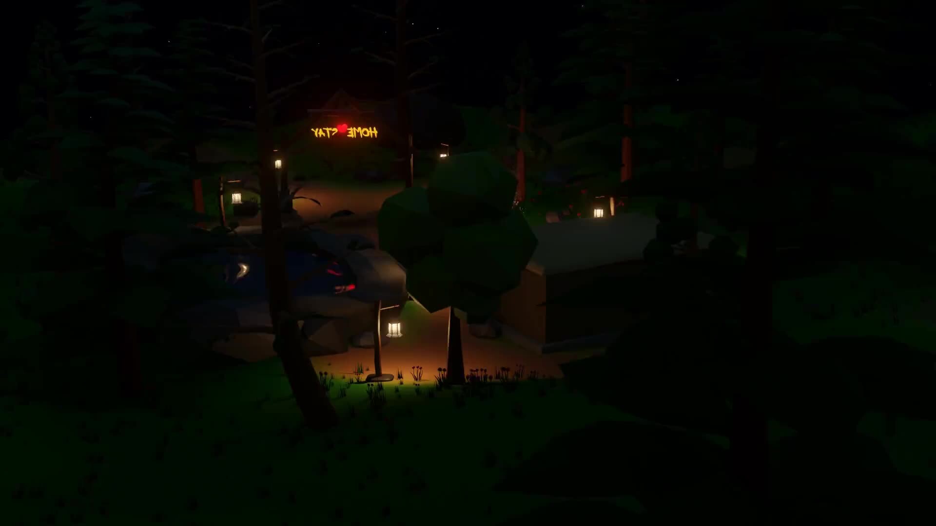 ArtStation - Night at Hillside Home Stay with Bonfire ft. Low Poly