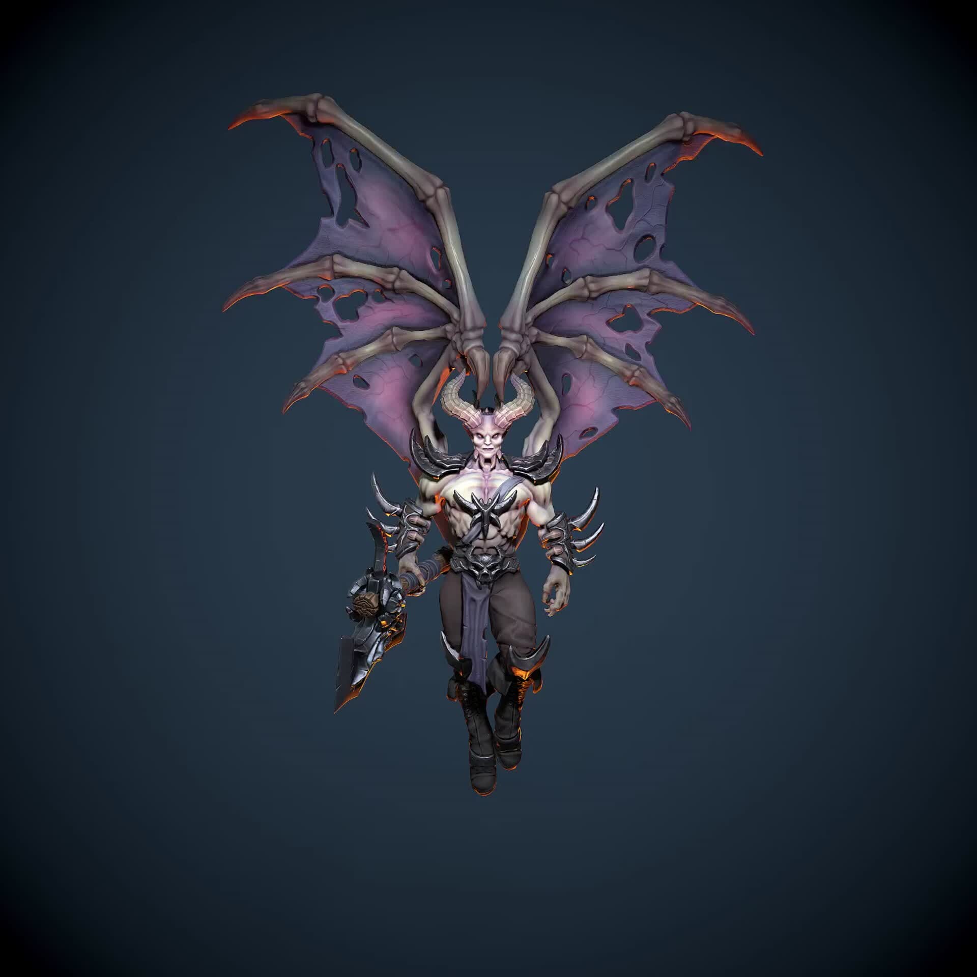 ArtStation - Winged Demon Warrior Flying Animation