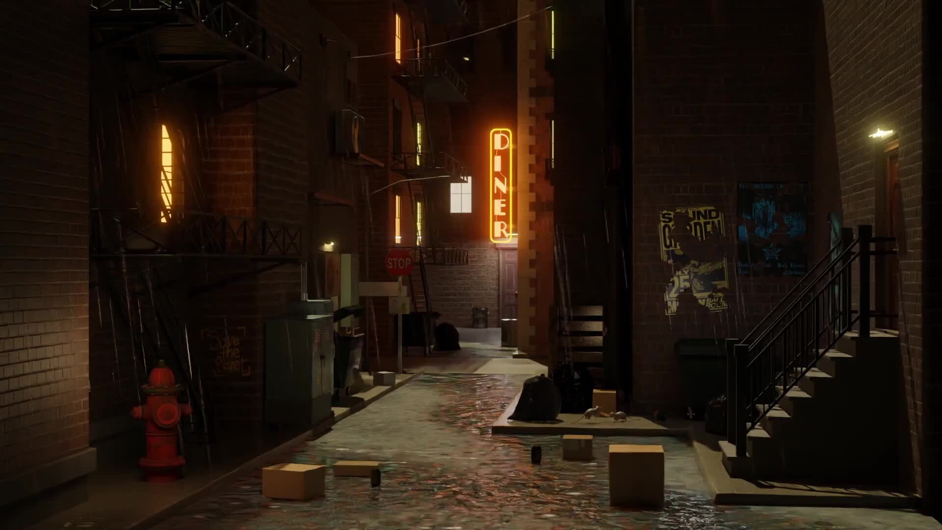 ArtStation - Rainy Alleyway