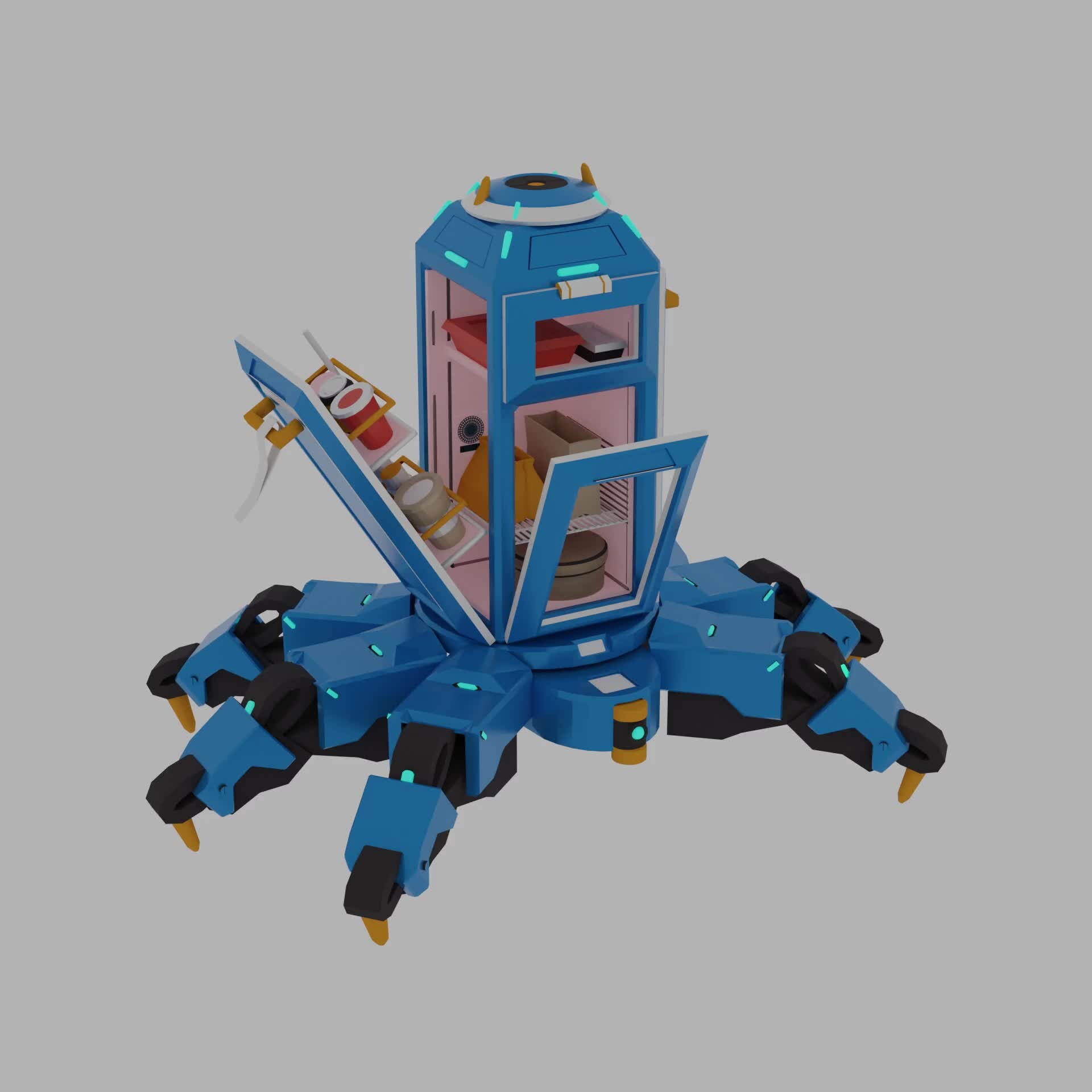 ArtStation - Low Poly Robo-Fridge