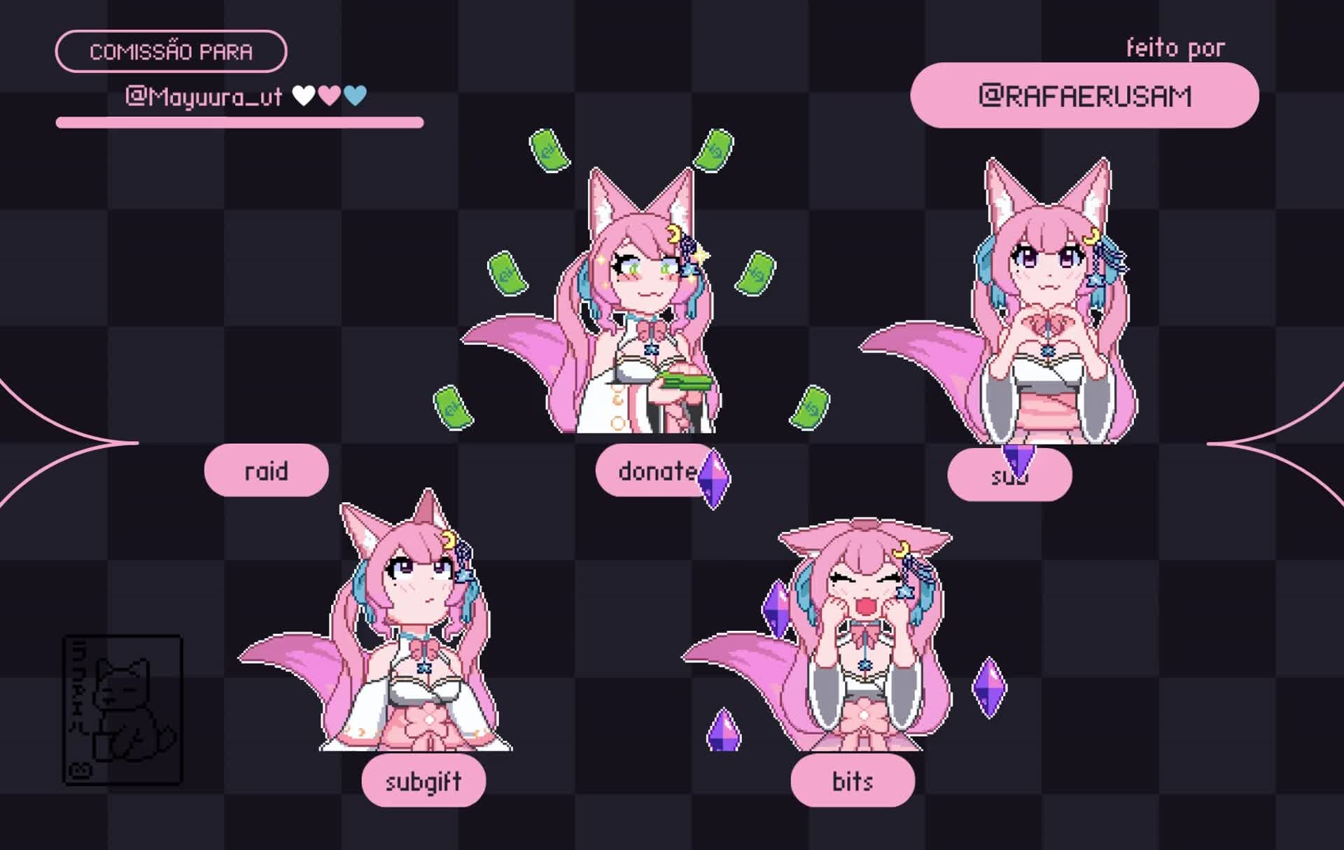 ArtStation - Stream alerts for Mayuura - vtuber 💗🦊