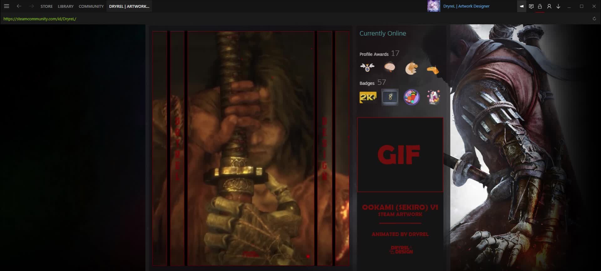 ArtStation - Ookami V1 & V2 (Sekiro) | Animated Steam Artwork
