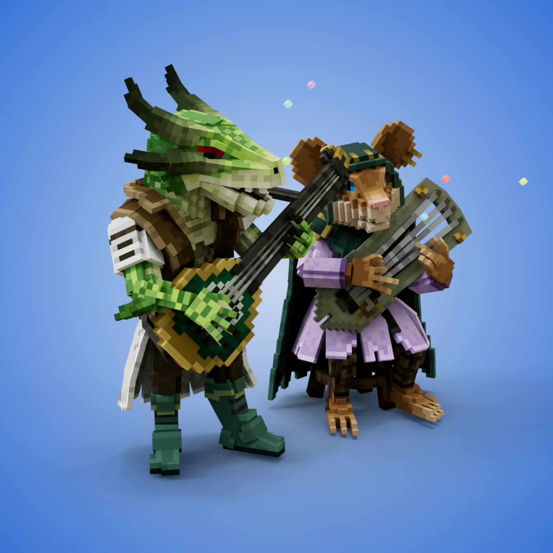 ArtStation - Bard Mouse& Dragon Voxel