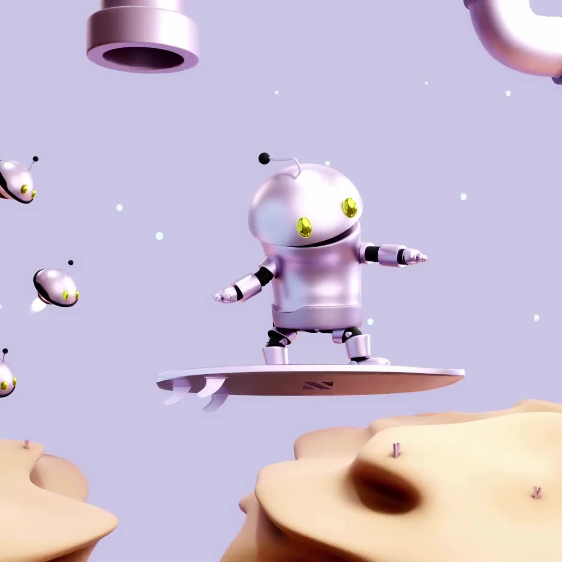 ArtStation - Little Robot Surfing 3D Animation