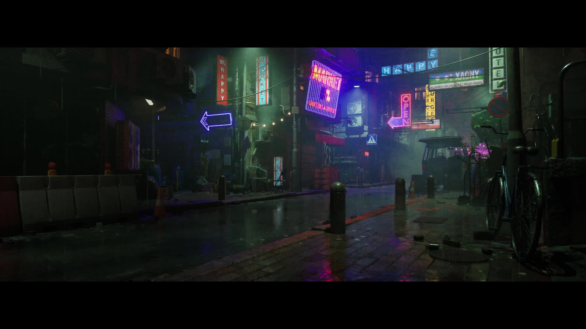 ArtStation - Rainy Neon Streets Re-light