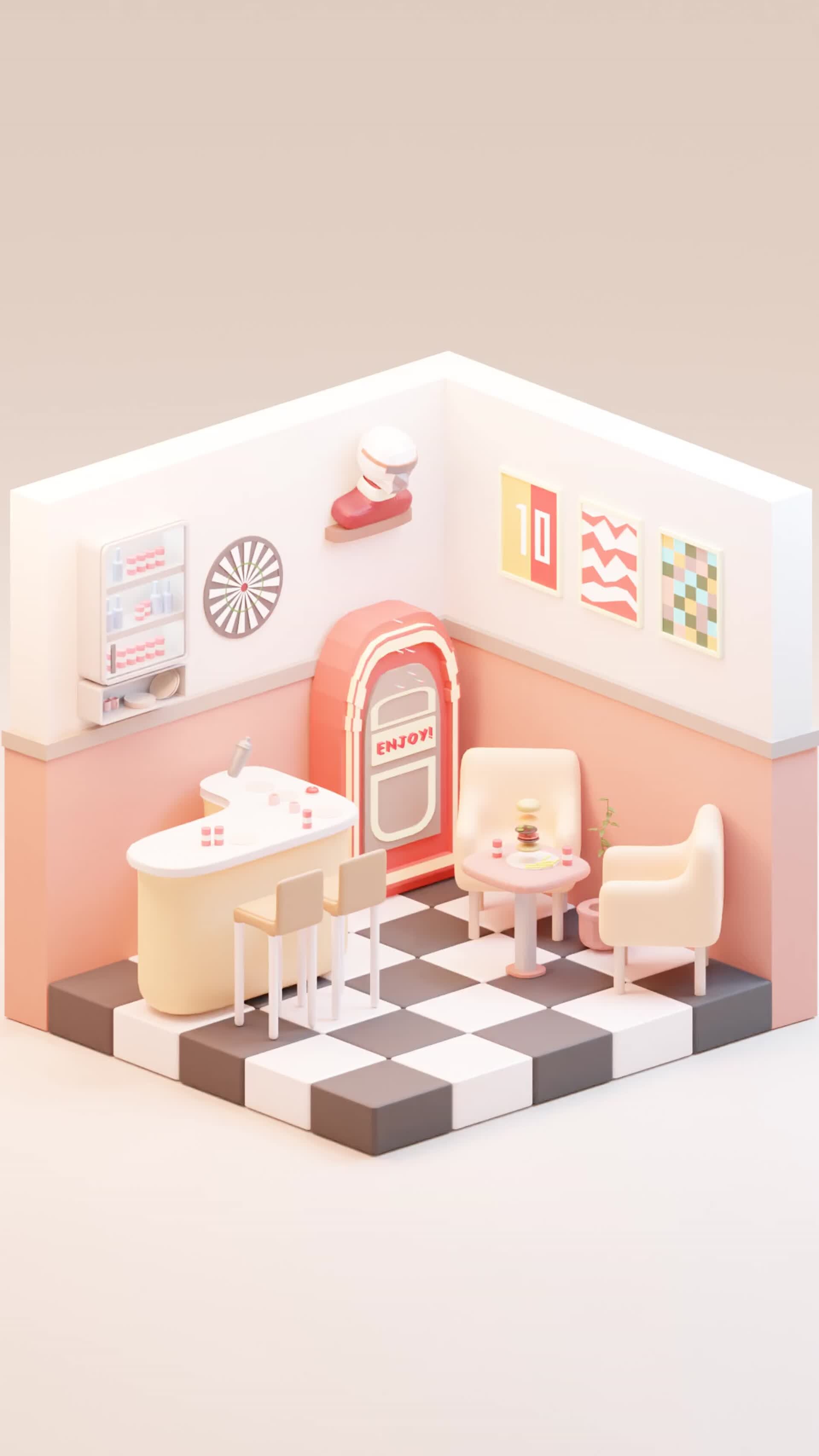 ArtStation - Stylized Cafe - animation