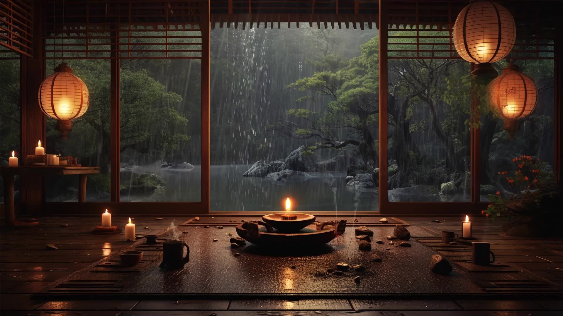 ArtStation - Inside a chill dojo with incense being lit inside