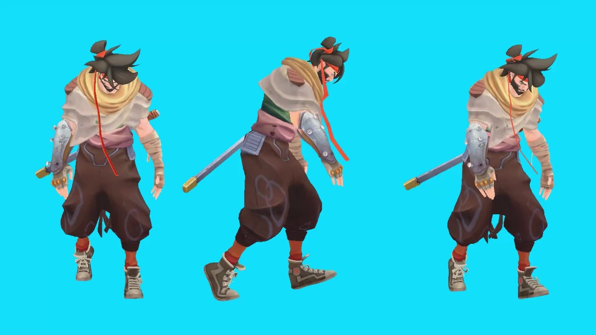 ArtStation - Sad walk cycle practice (urban warrior rig)