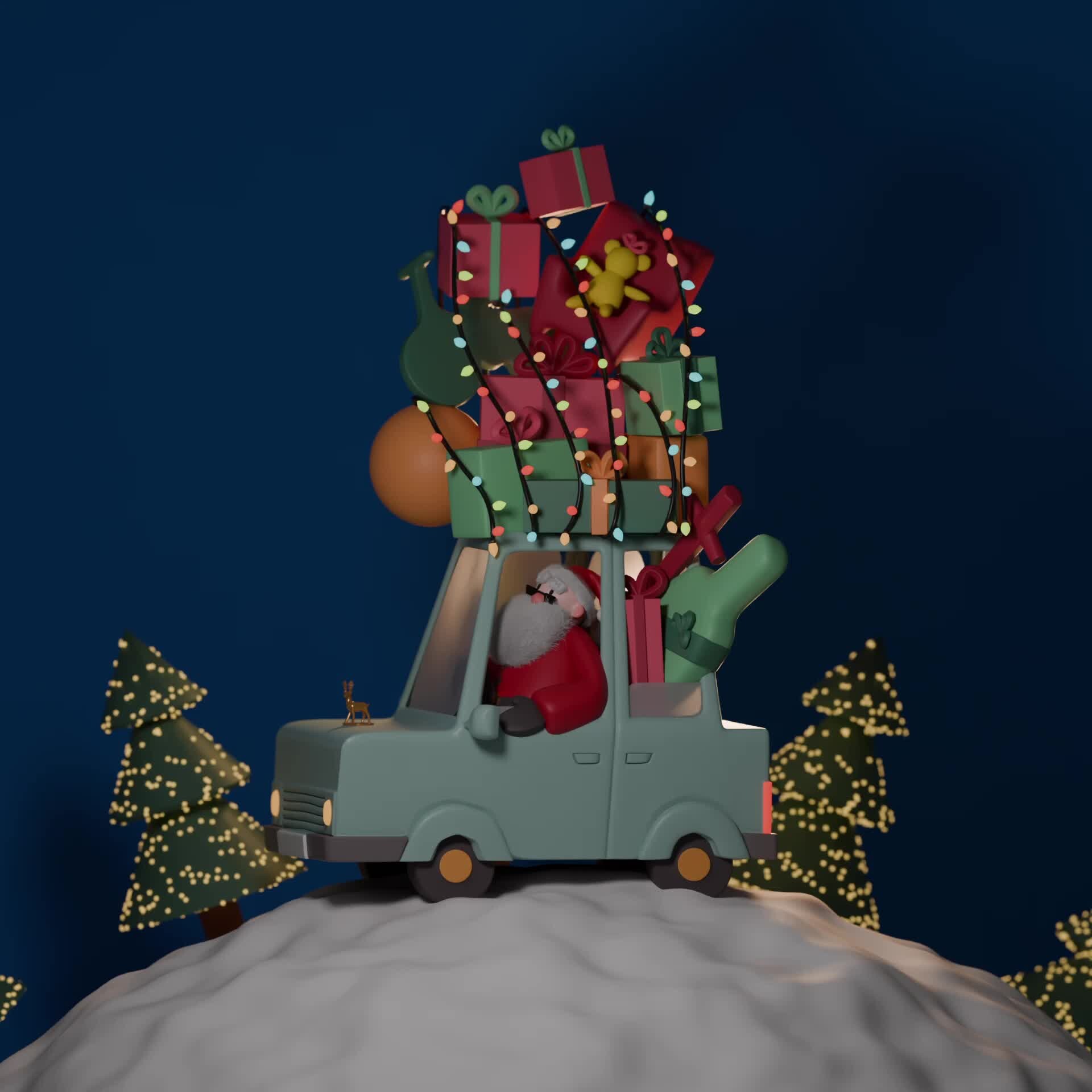 ArtStation - Orthogonal 3D animation | Santa´s car