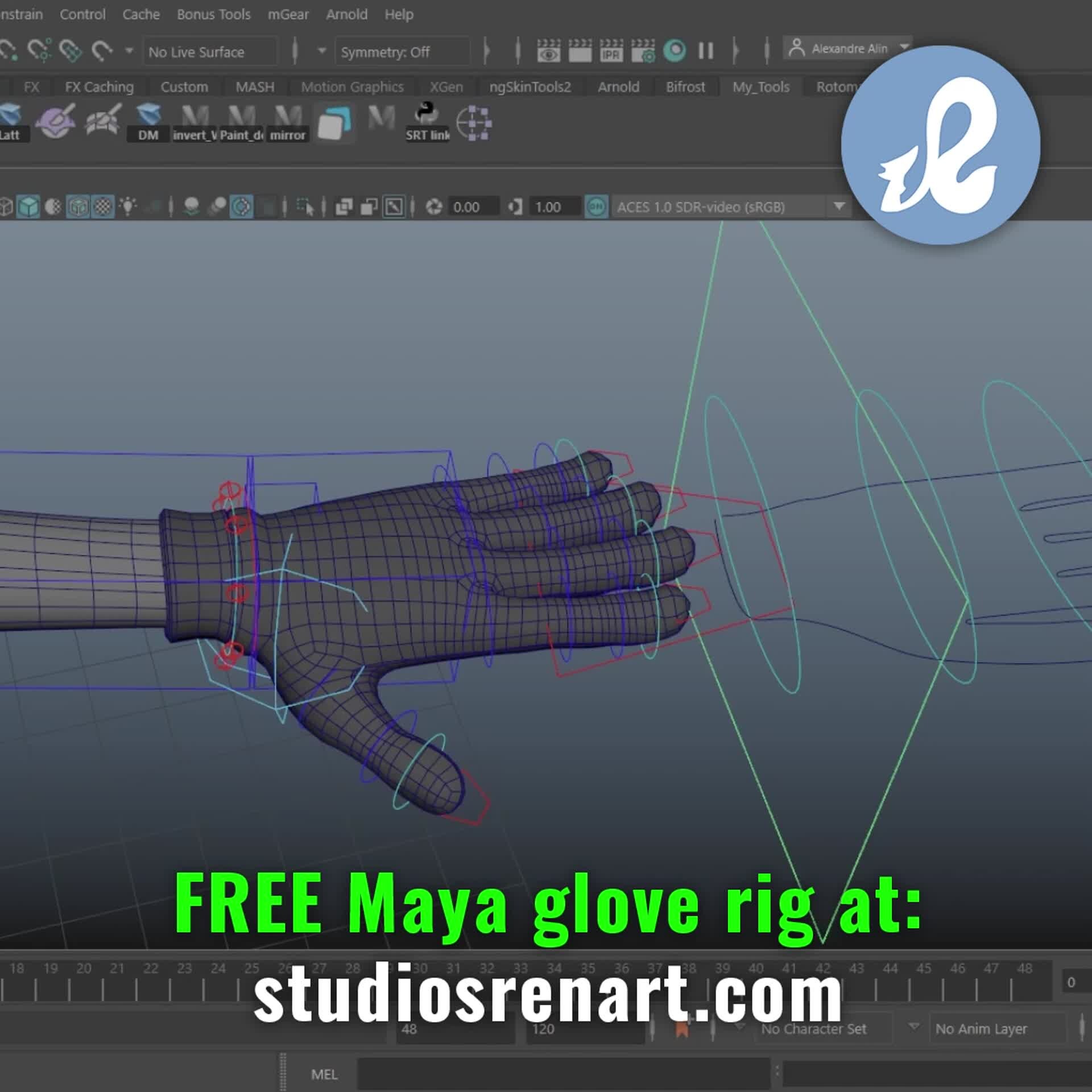 Renart Studios - Maya Bifrost and MASH - Glove pull-off rig Demo