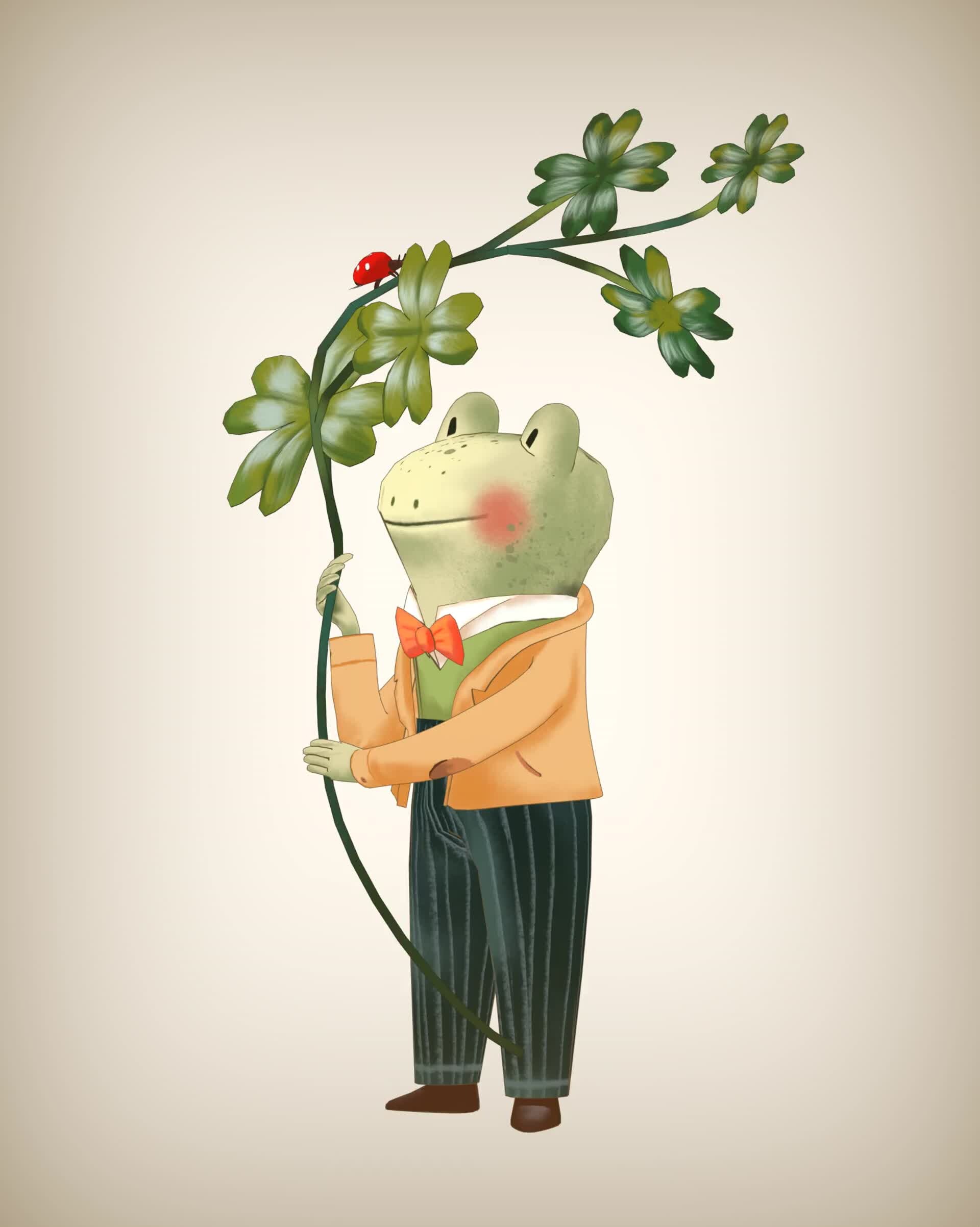 ArtStation - Frog with clover