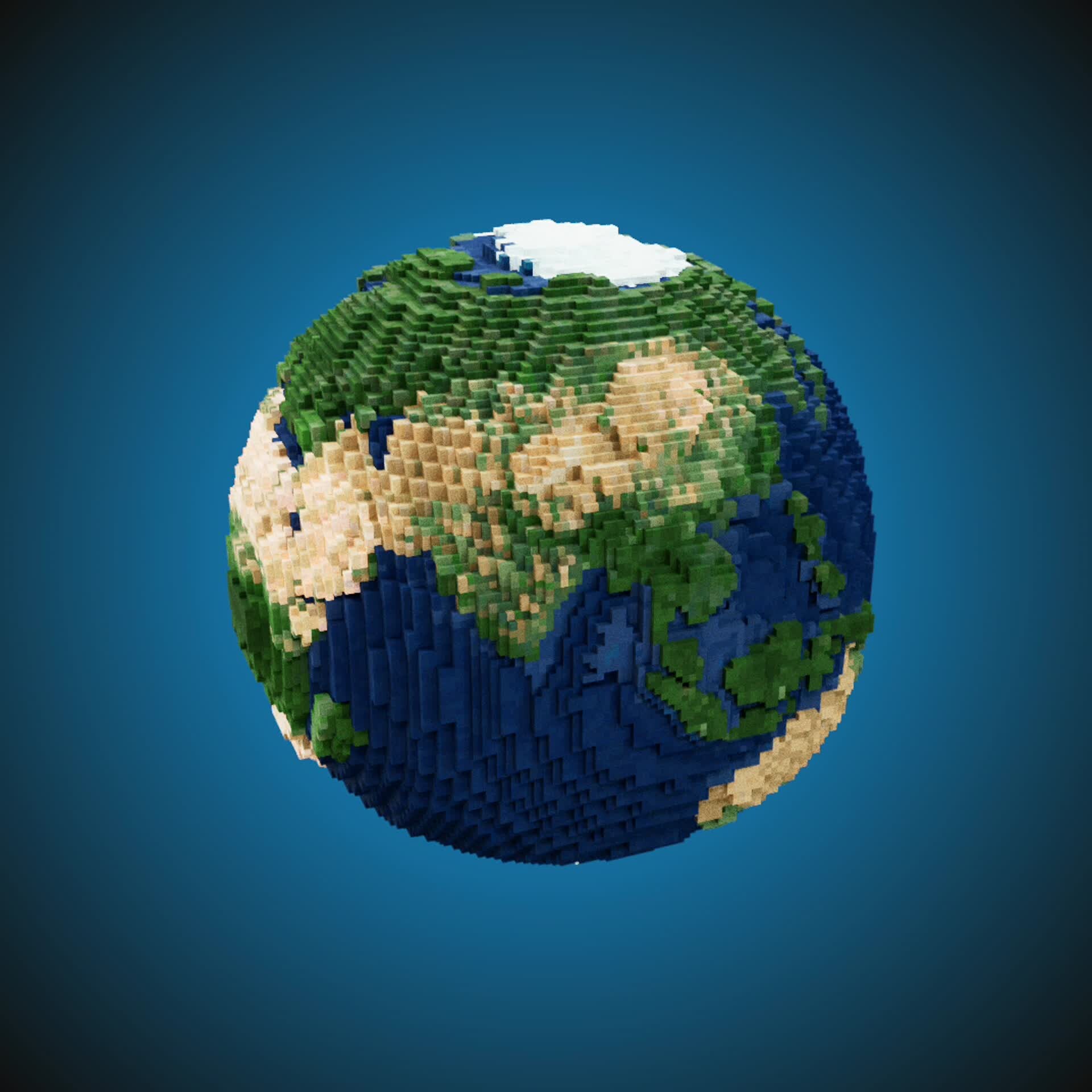 ArtStation - Earth in Voxel Art