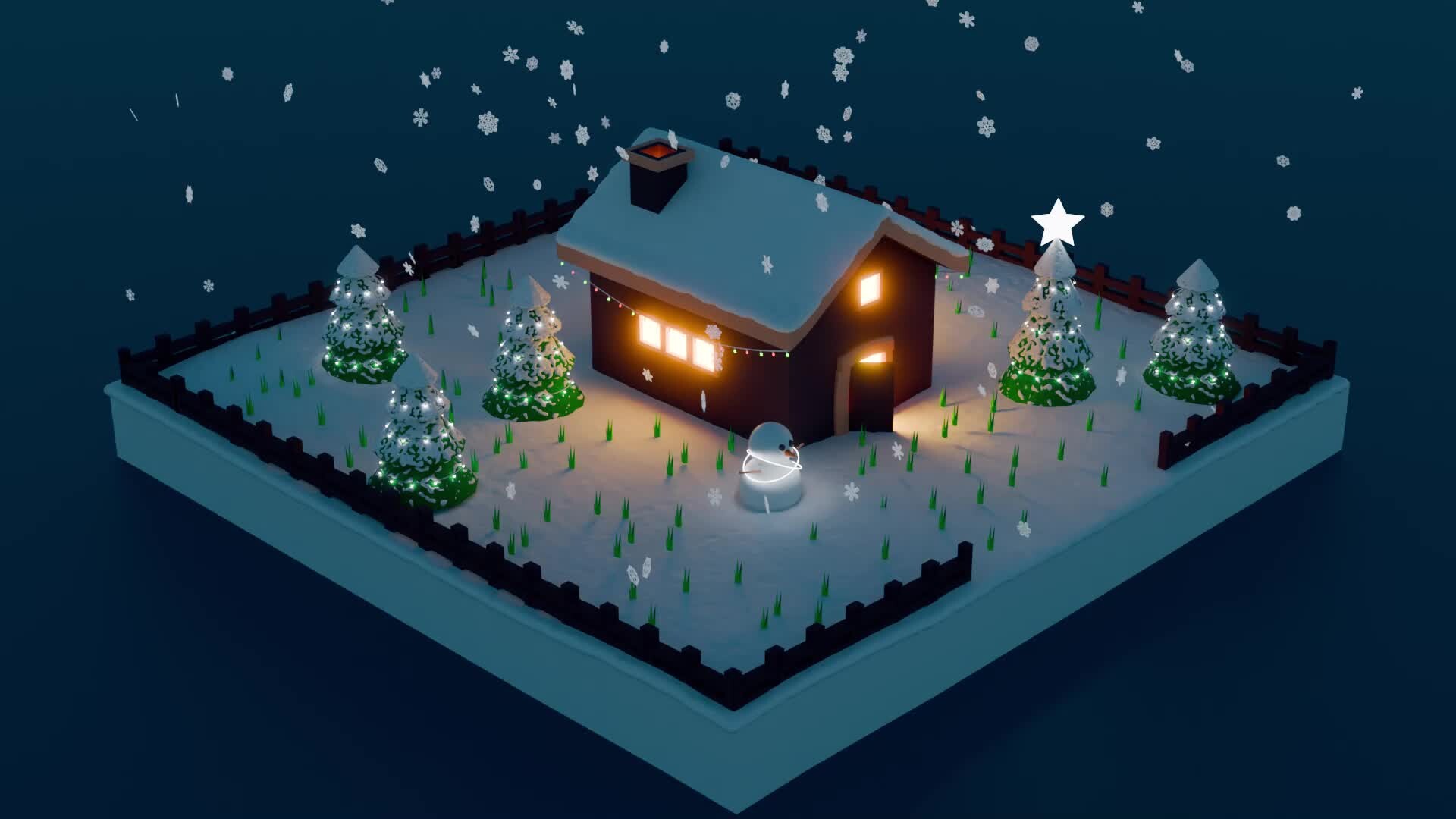 ArtStation - 3d isometric winter themed house