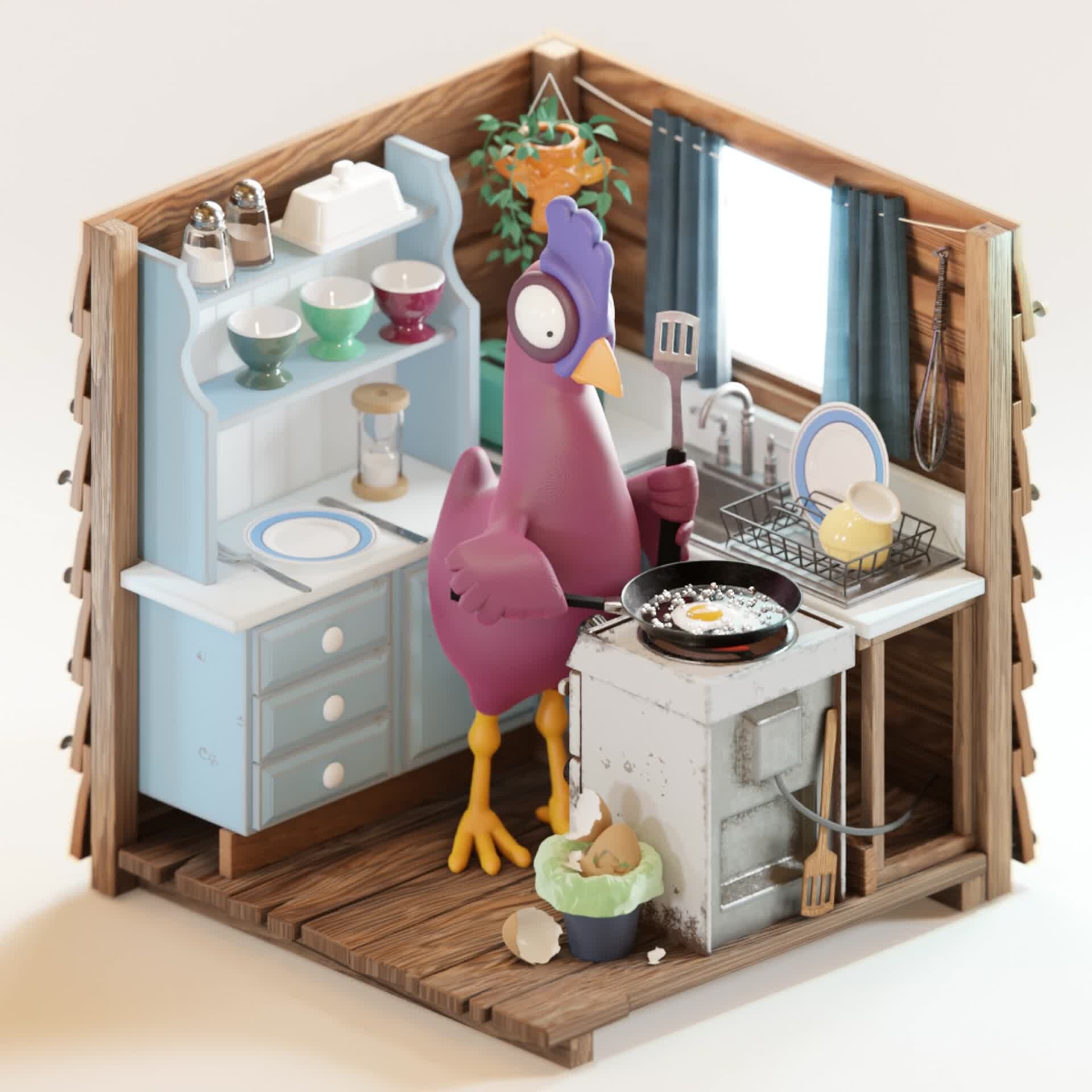 ArtStation - Hen Frying Some Eggs