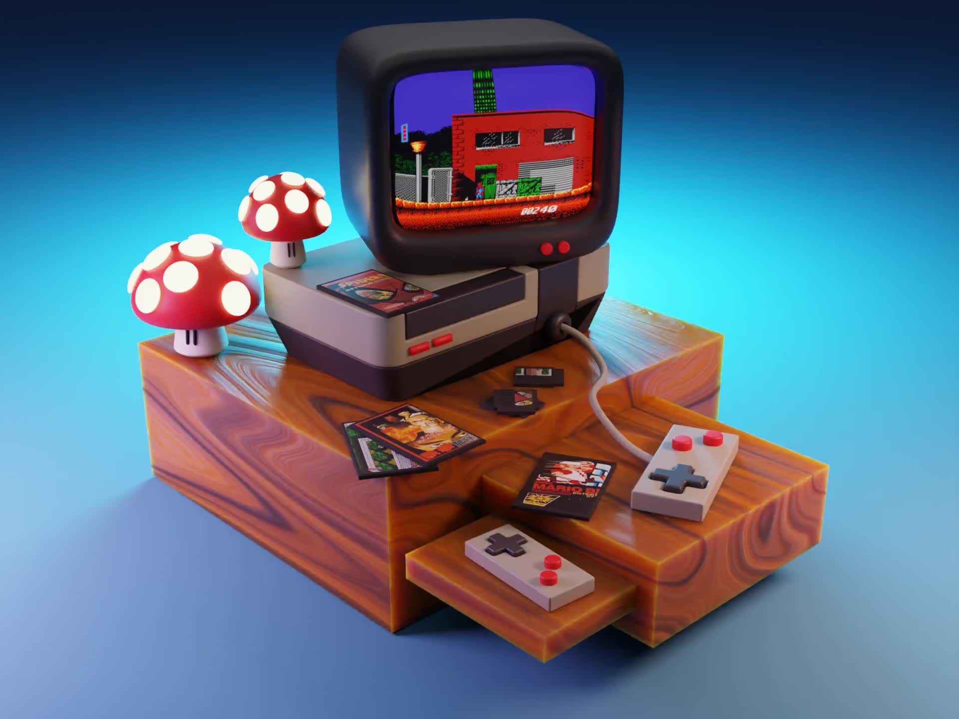 ArtStation - Retro Game Console (NES)