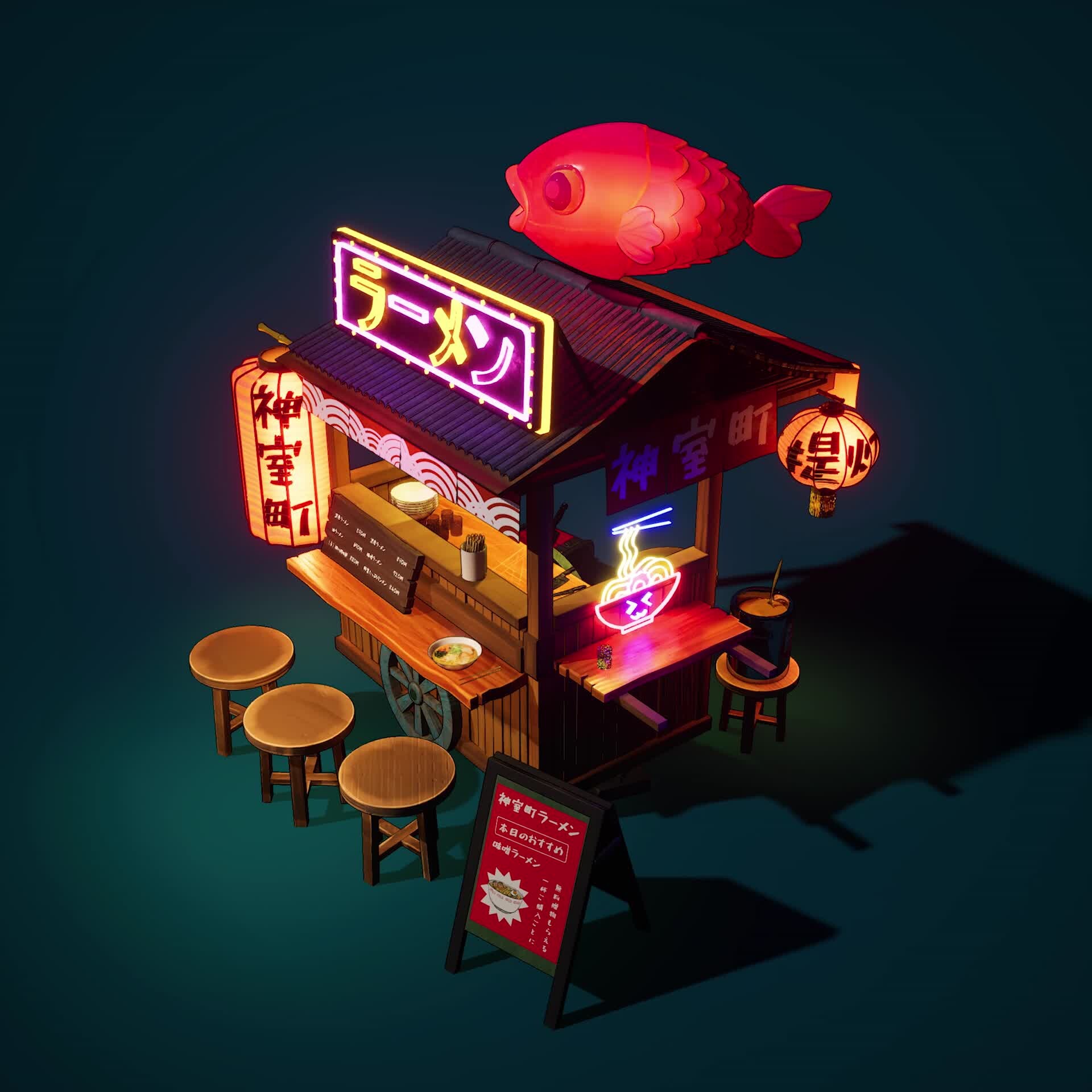 ArtStation - Compact Japanese Ramen Stall