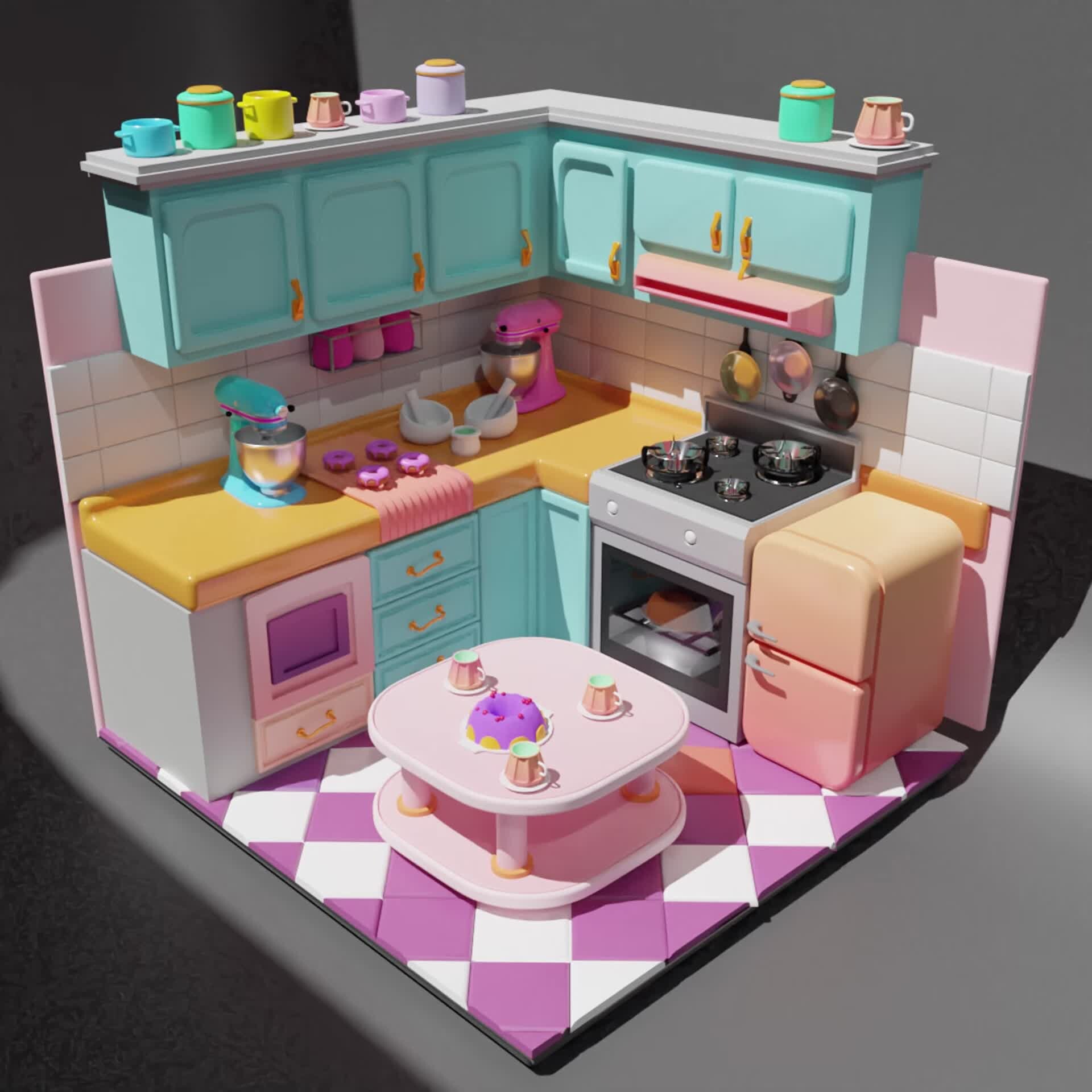 ArtStation - Isometric Cartoon Kitchen