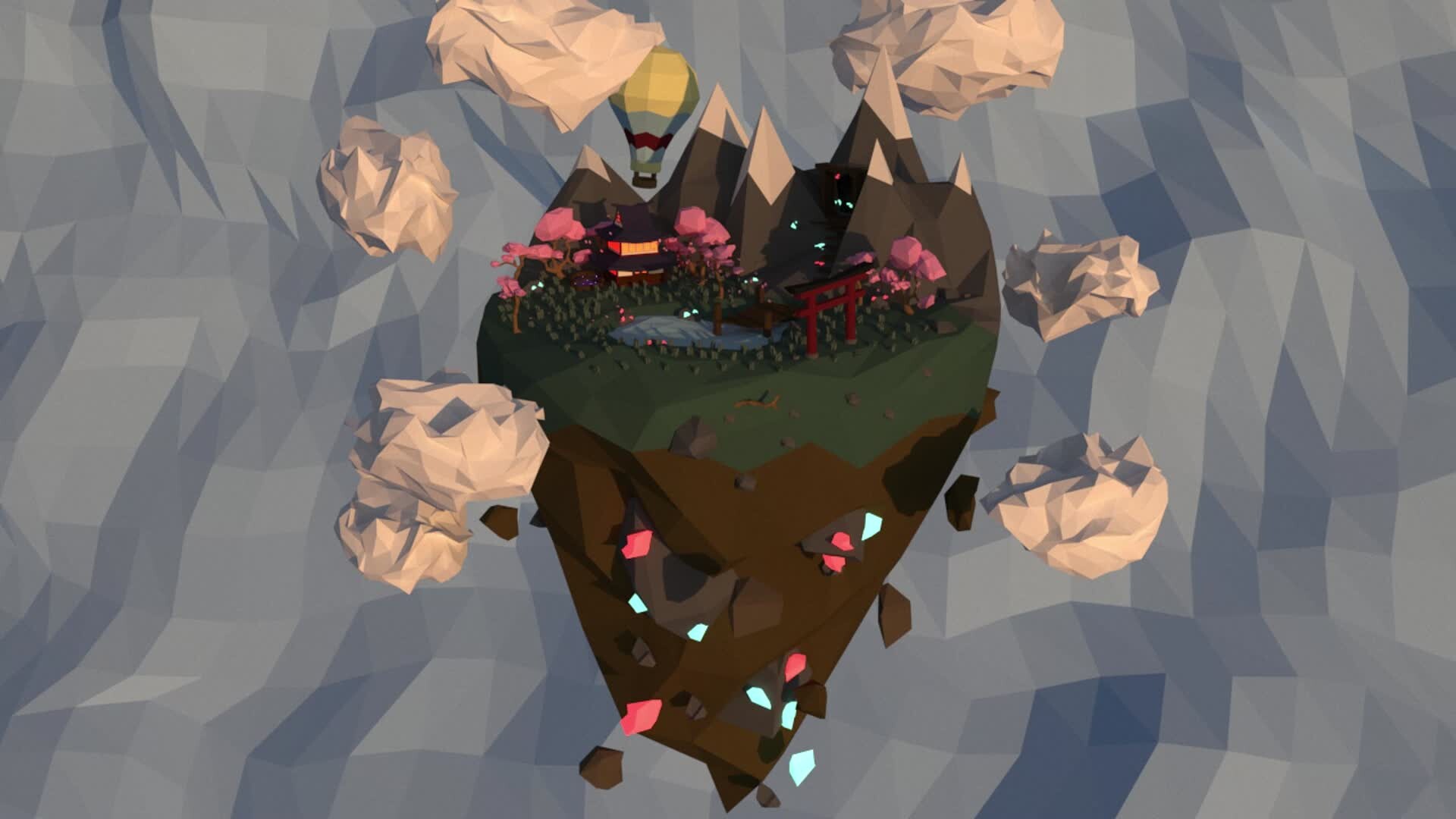 ArtStation - Japanese Low Poly Floating Island