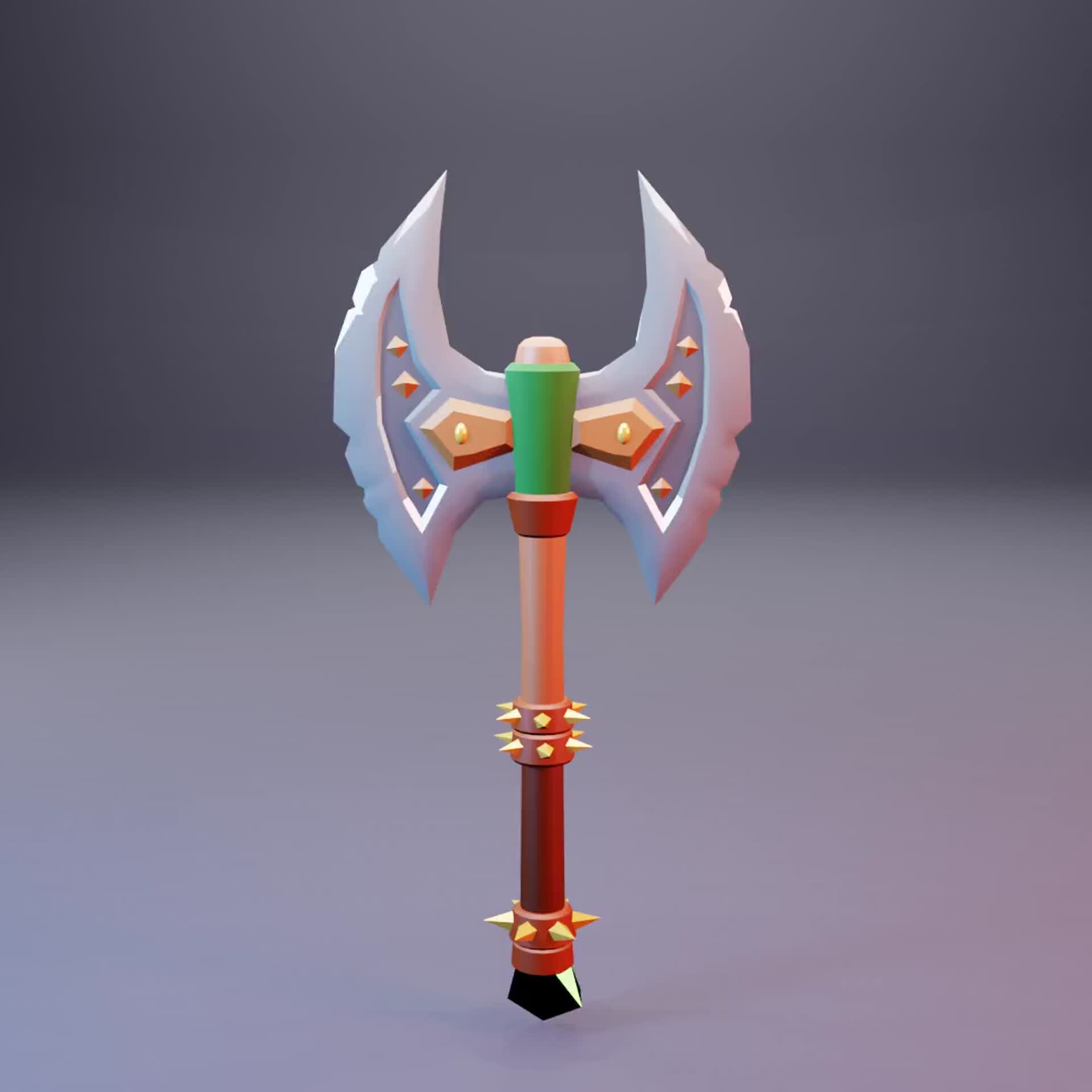 ArtStation - A fierce double-headed axe, ready to cleave through foes.