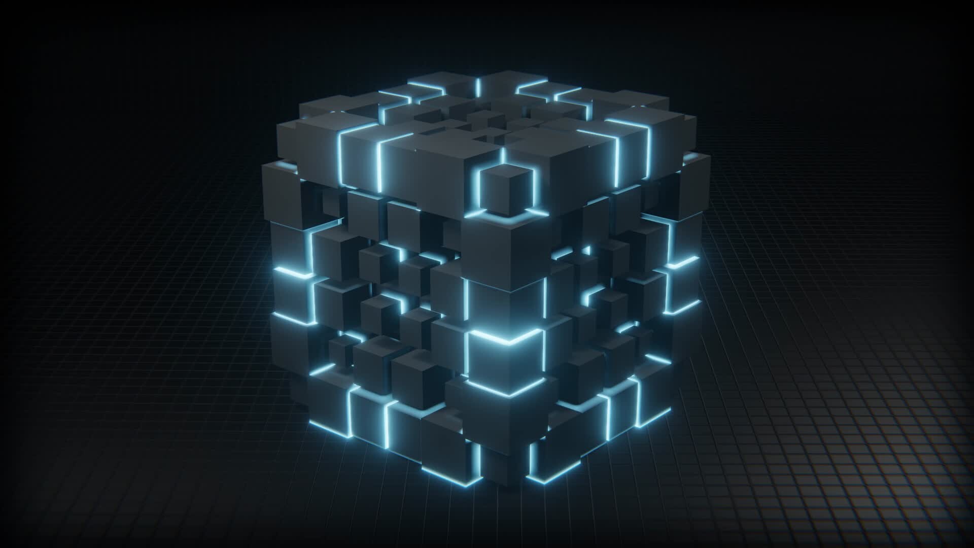 ArtStation - Abstract Neon Cube-Blender Practise