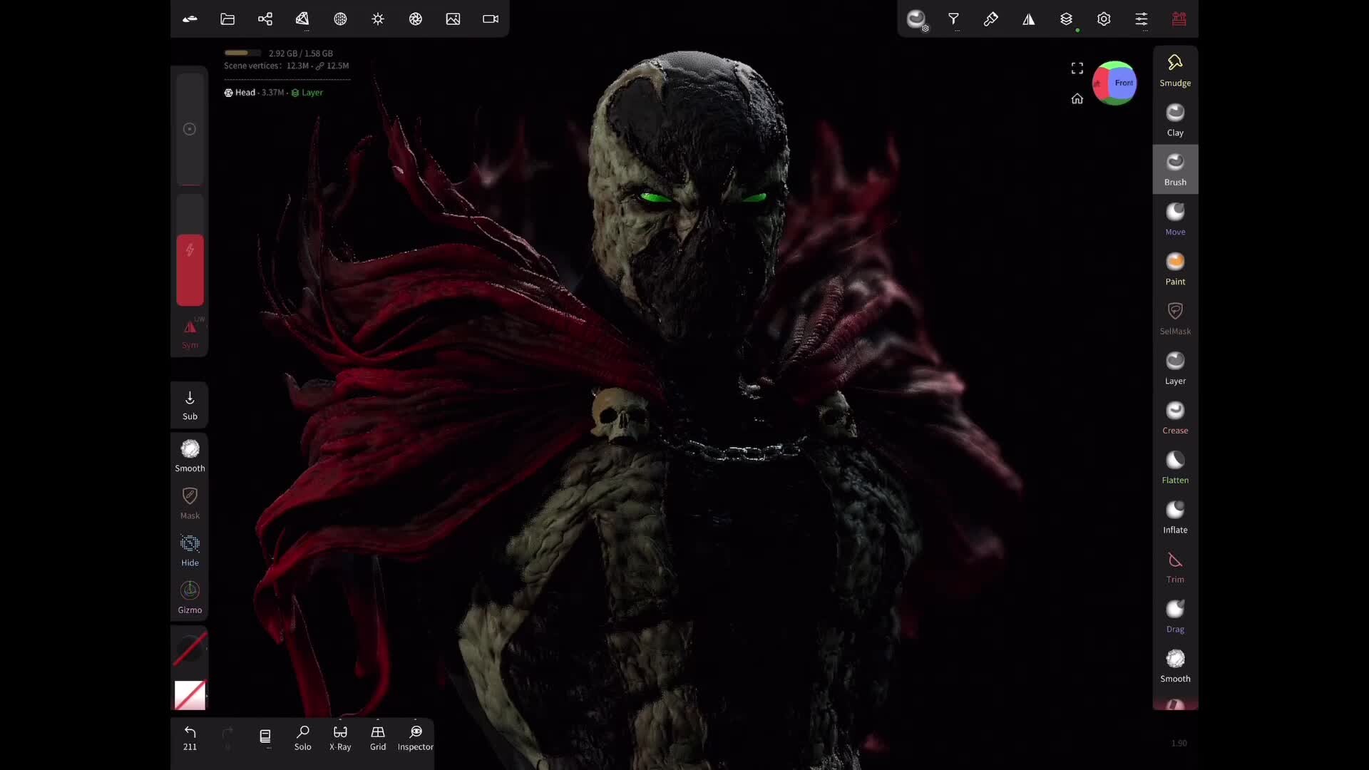 ArtStation - SPAWN bust - on the IPad in Nomad Sculpt
